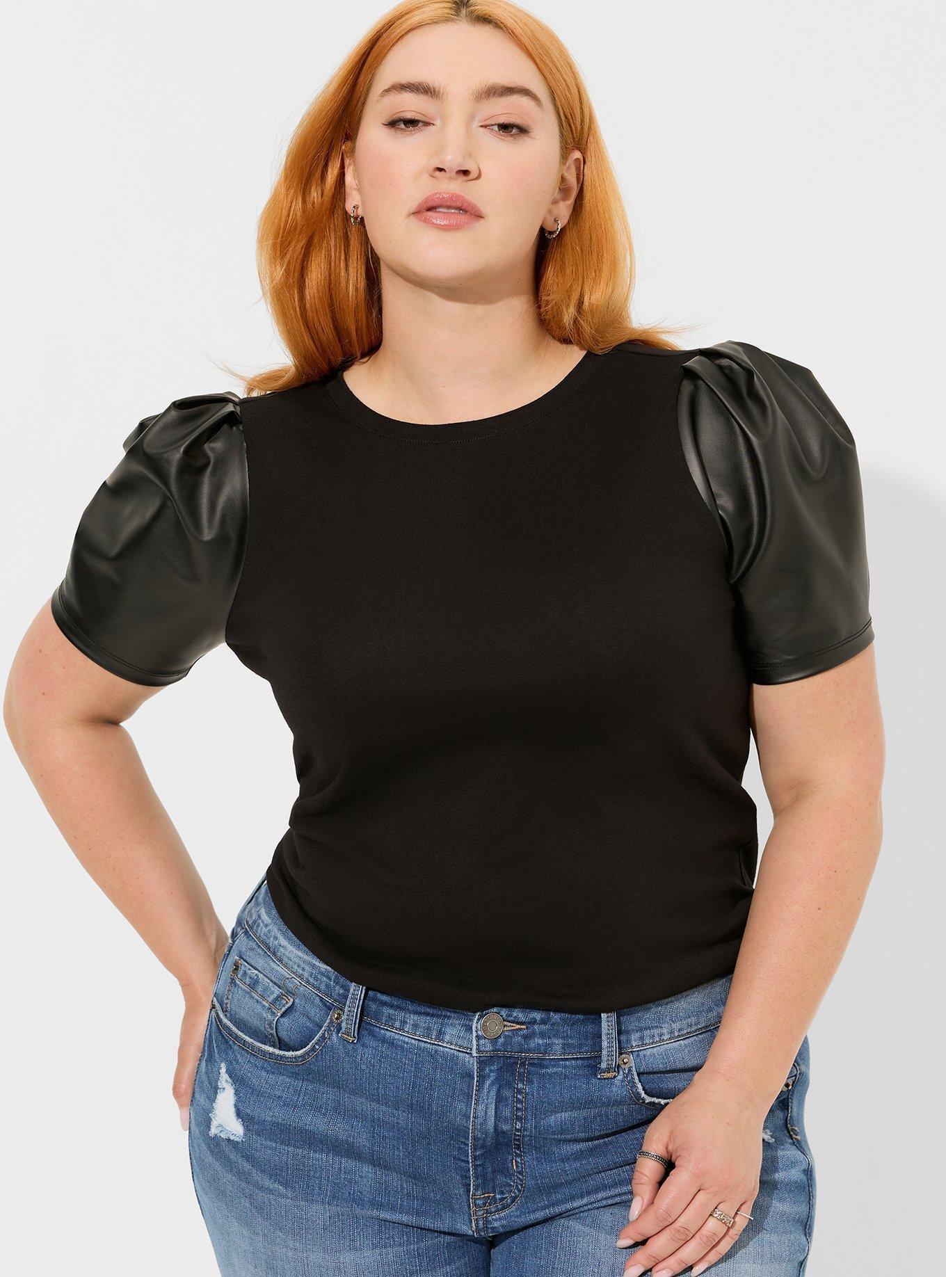 Plus Size - Betsey Johnson Crew Neck Puff Sleeve Top - Torrid