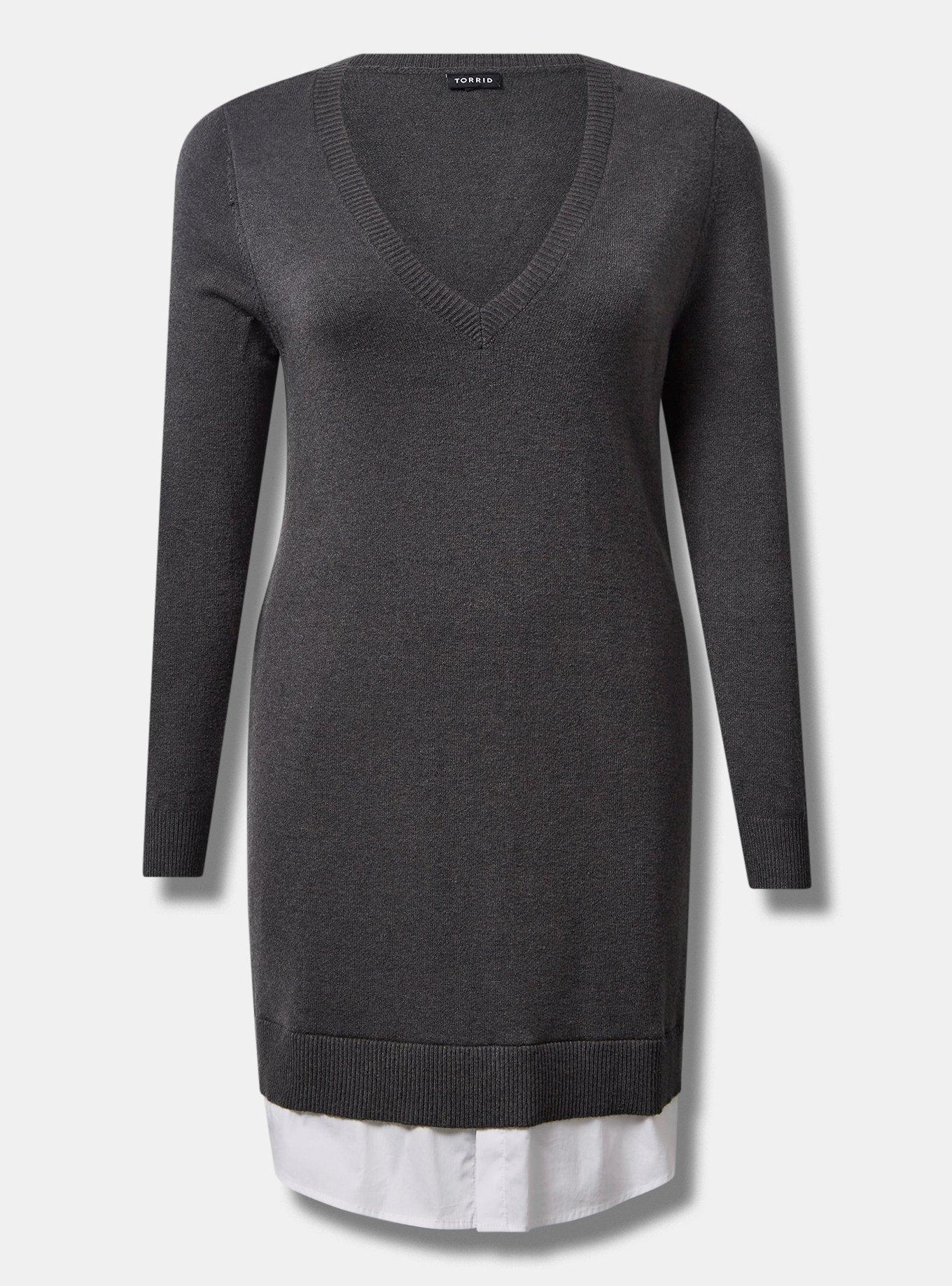 Plus Size - At The Knee 2Fer Sweater Dress - Torrid