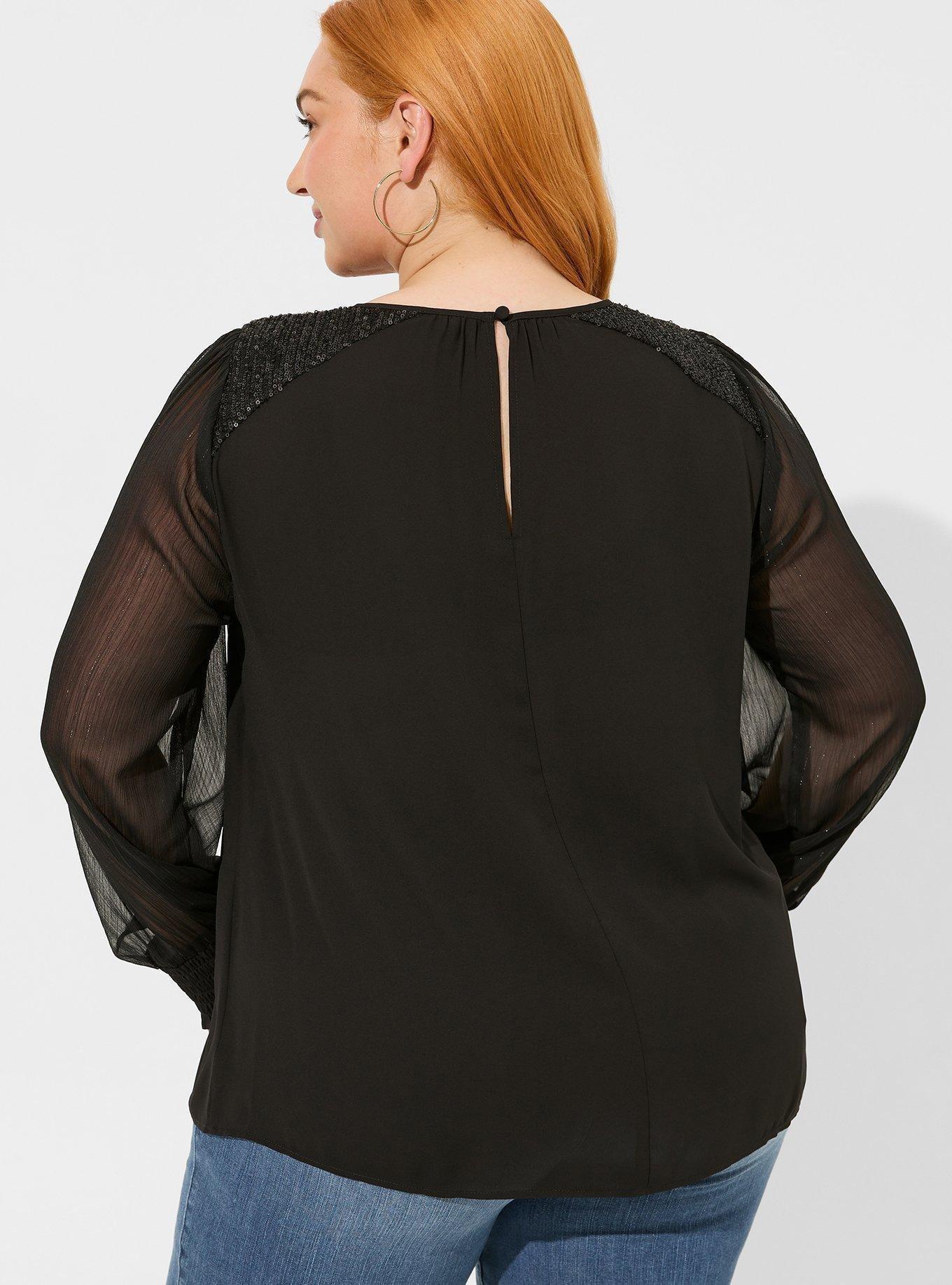 Plus Size - Georgette With Sequin Trim Blouse - Torrid