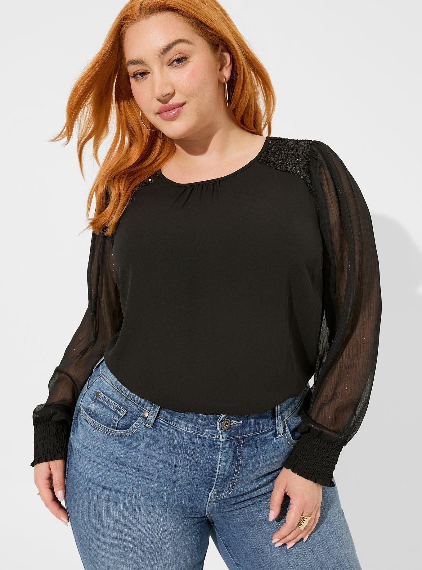 Plus Size - Georgette With Sequin Trim Blouse - Torrid