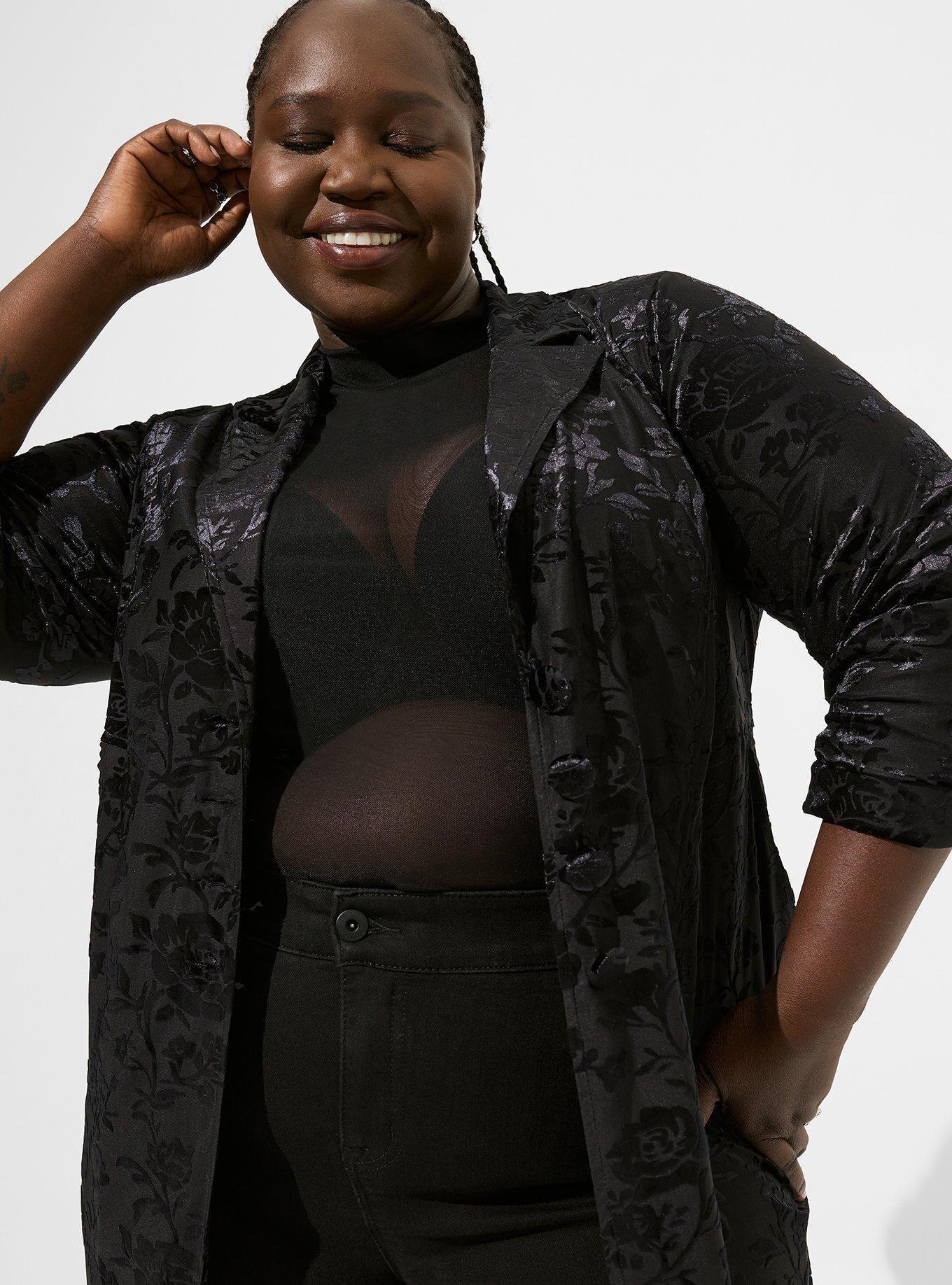 Plus Size - Festi Burnout Velour Long Sleeve Kimono - Torrid