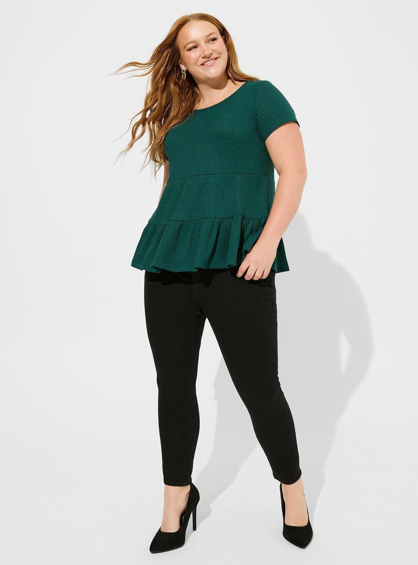 Plus Size - Waffle Crew Neck Tiered Relaxed Top - Torrid