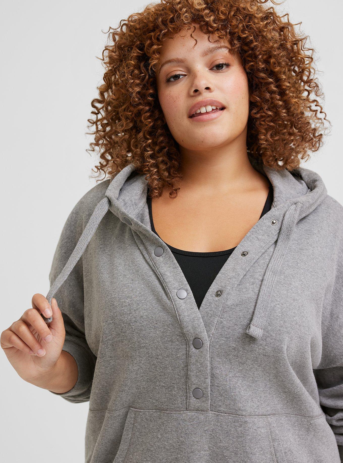 Plus Size - Cozy Fleece Snap Front Relaxed Hoodie - Torrid