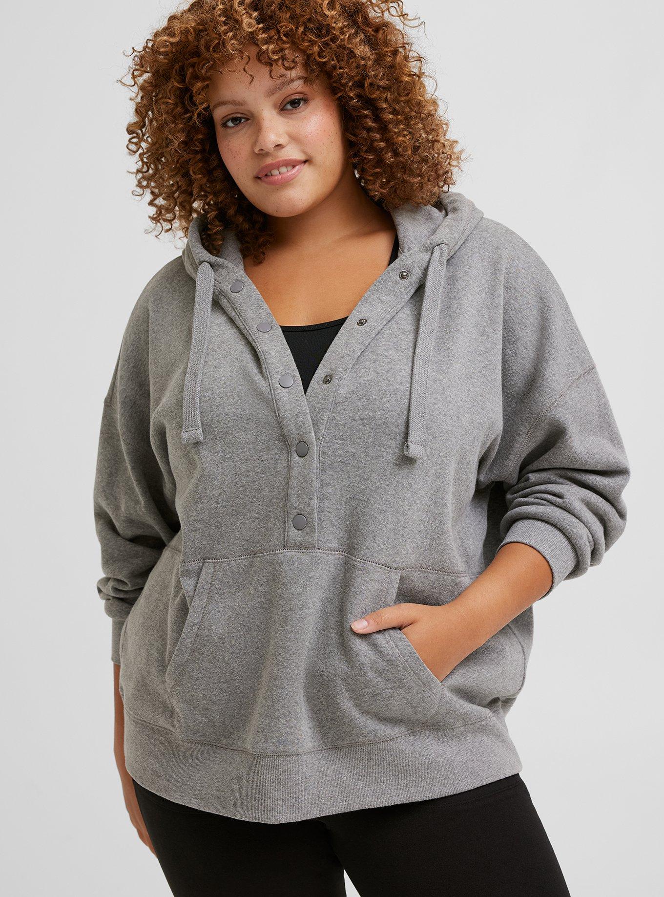 Plus Size - Cozy Fleece Snap Front Relaxed Hoodie - Torrid