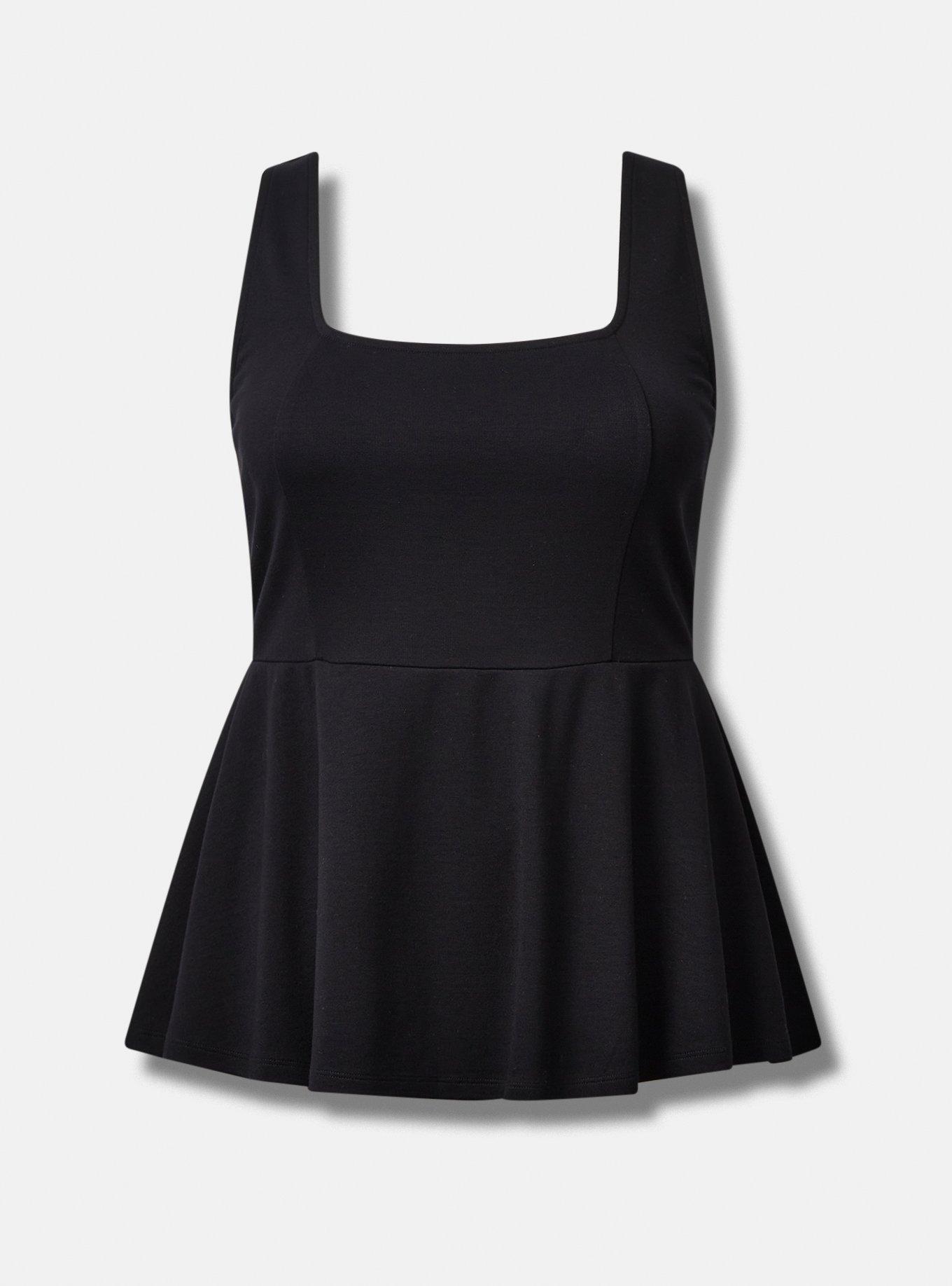 Plus Size - Ponte Square Neck Peplum Top - Torrid