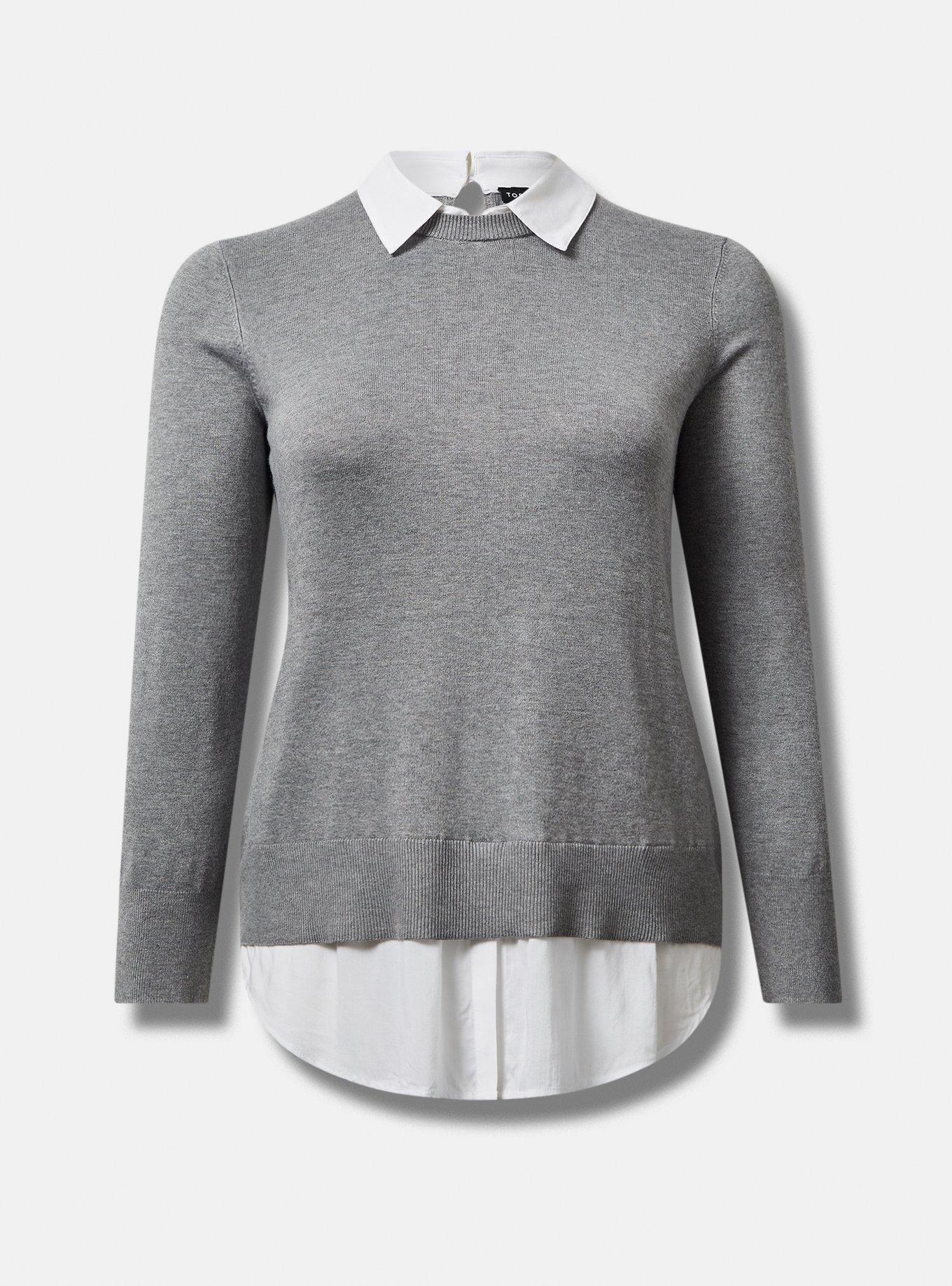 Plus Size - Fitted Pullover Collared 2-Fer Sweater - Torrid