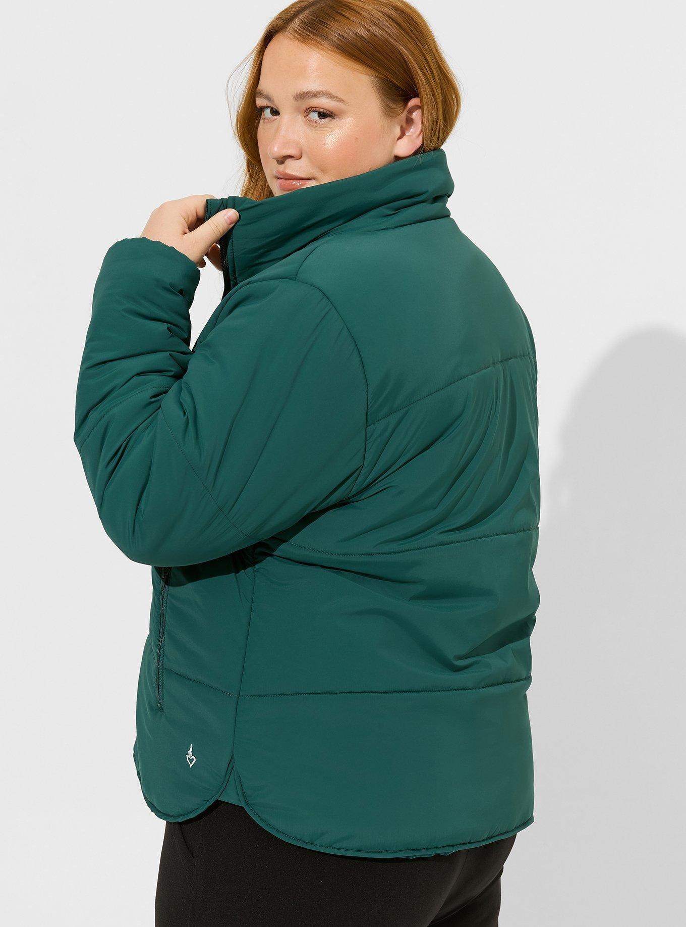 Plus Size - Matte Stretch Nylon Light-Weight Puffer Active Jacket - Torrid