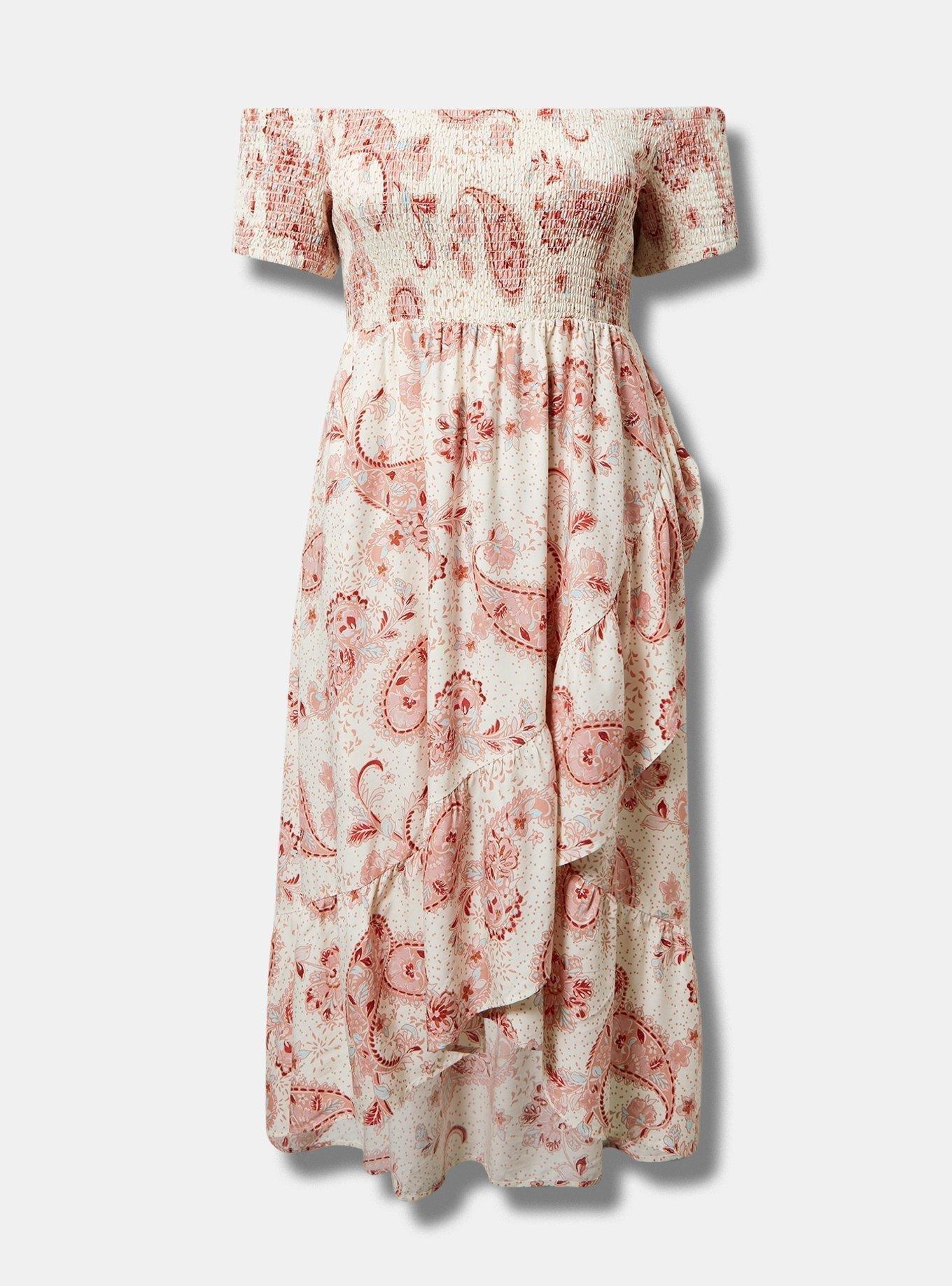 Plus Size - Maxi Challis Off Shoulder Tulip Hem Dress - Torrid
