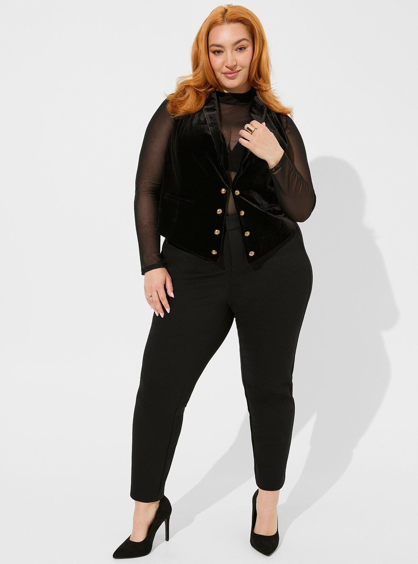 Plus Size - Stretch Velvet Button Front Vest - Torrid