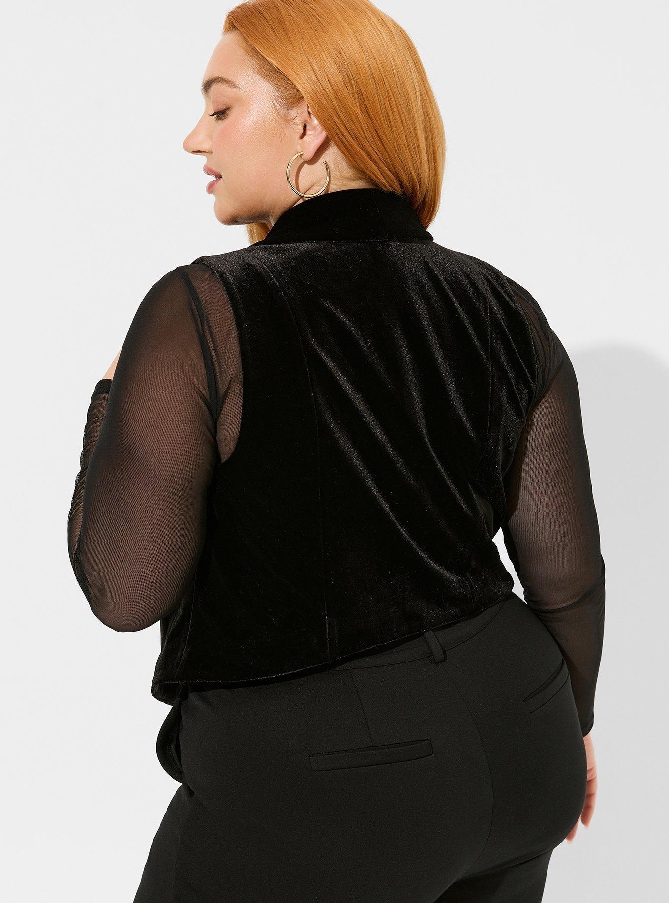 Plus Size - Stretch Velvet Button Front Vest - Torrid
