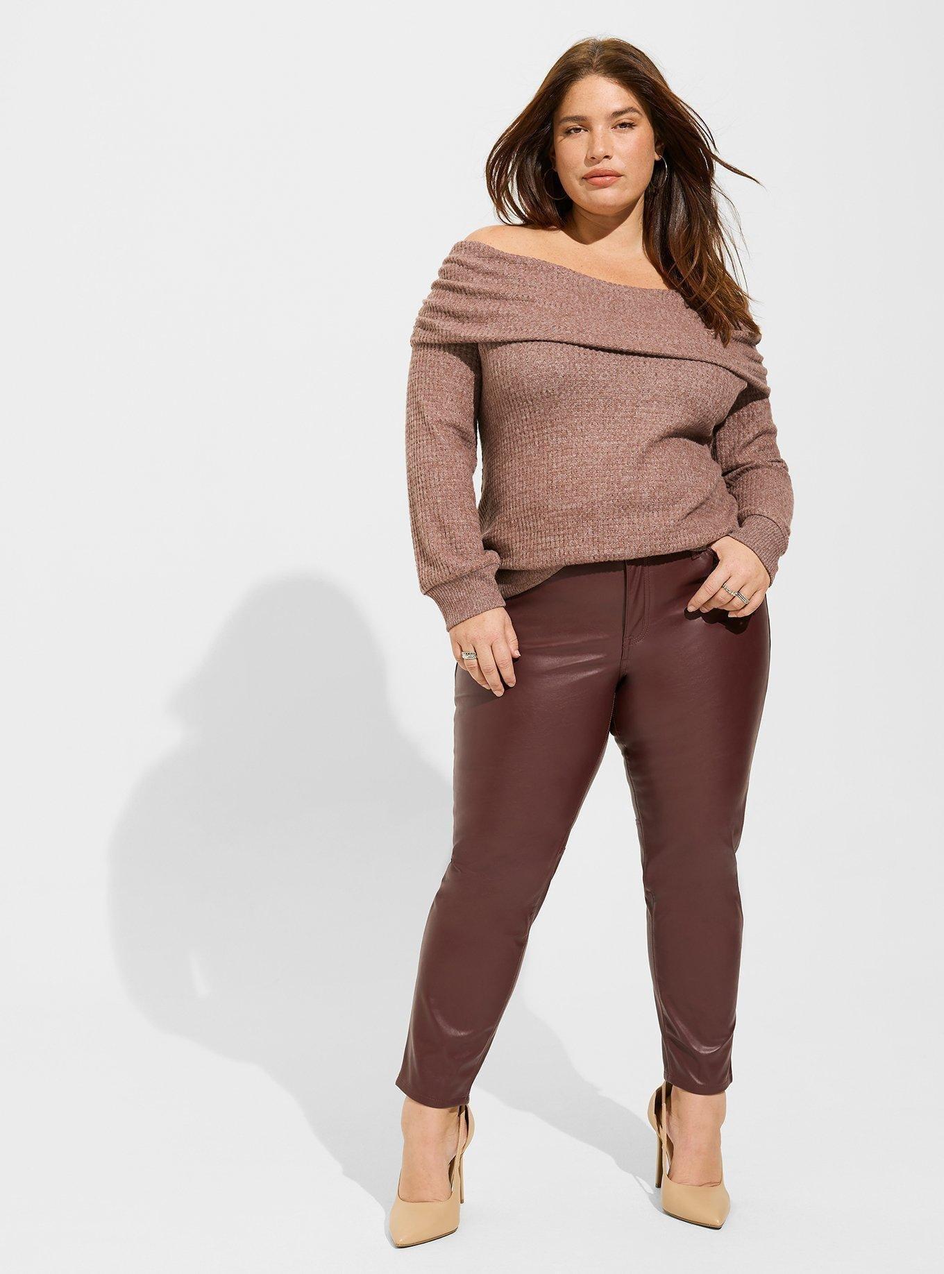 Plus Size - Brushed Waffle Off Shoulder Long Sleeve Top - Torrid