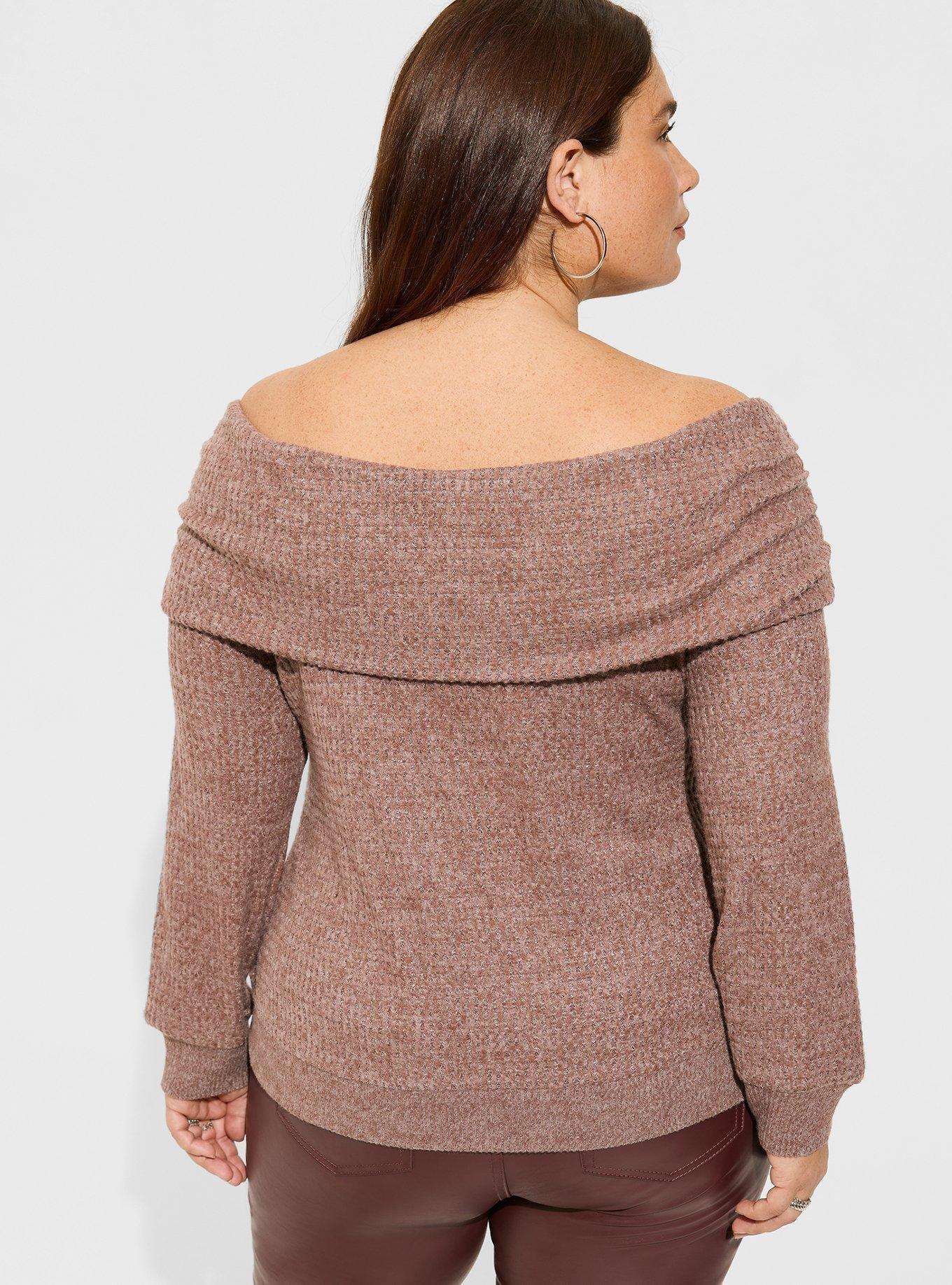 Plus Size - Brushed Waffle Off Shoulder Long Sleeve Top - Torrid