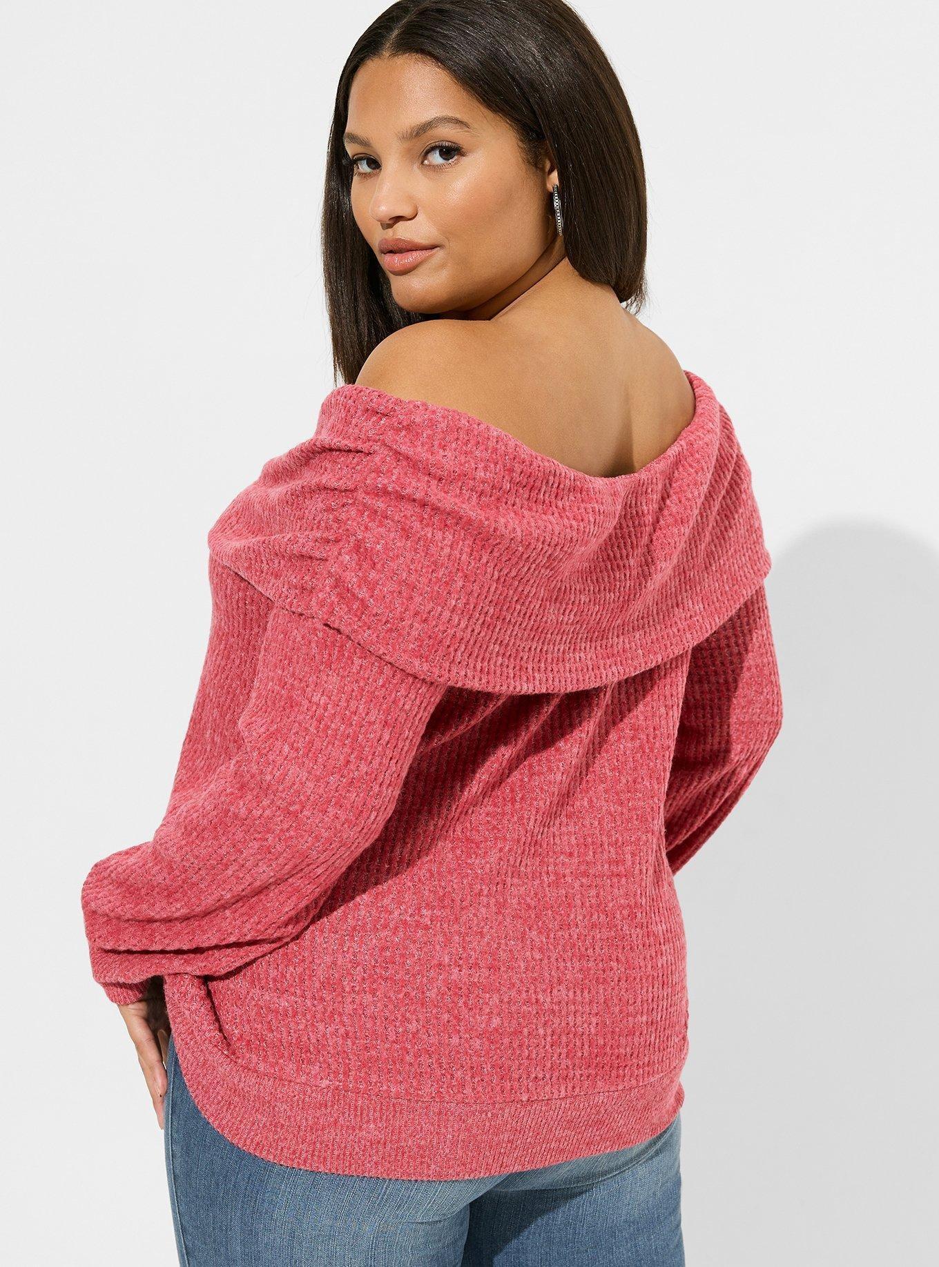 Plus Size - Brushed Waffle Off Shoulder Long Sleeve Top - Torrid
