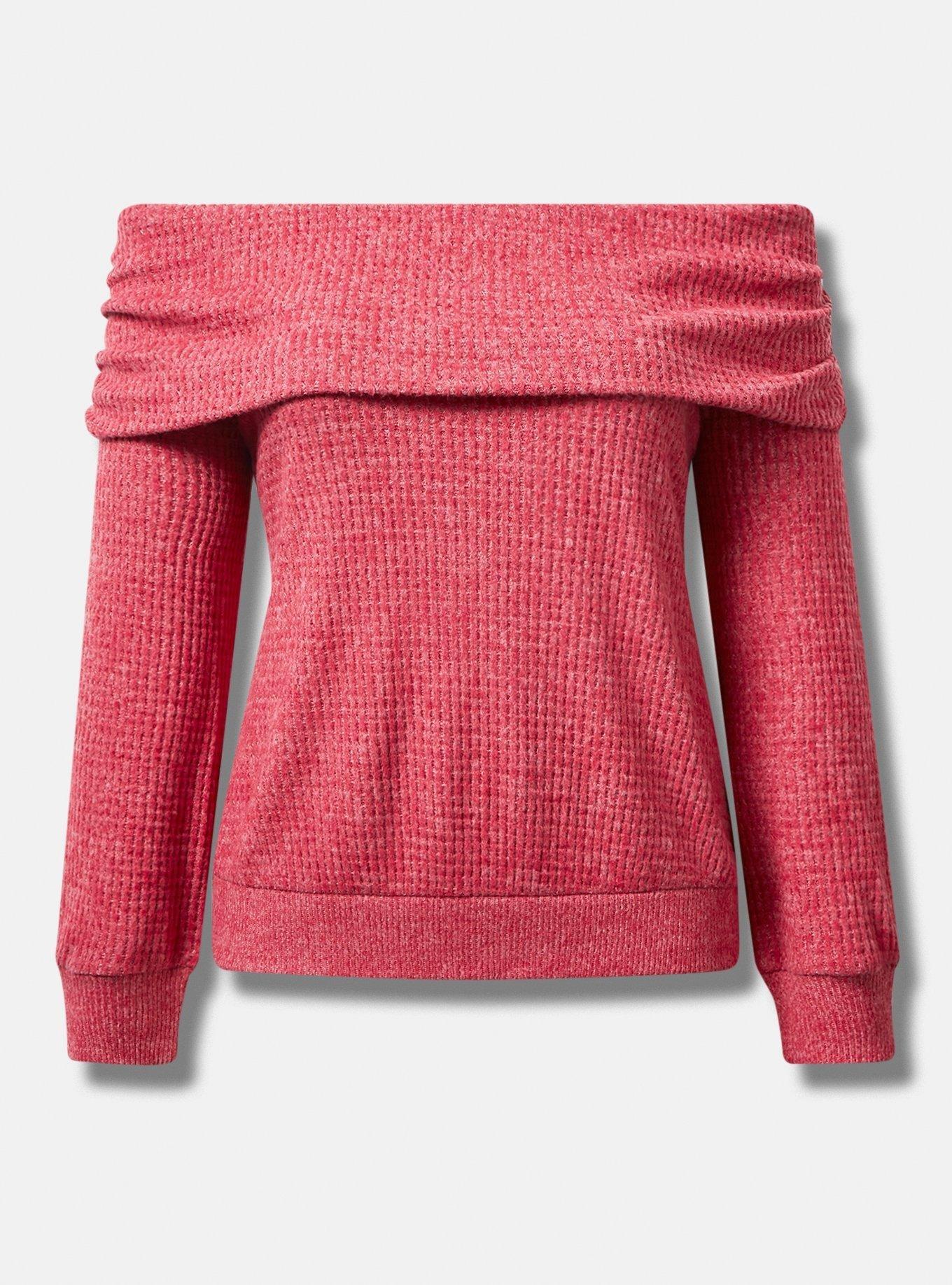 Plus Size - Brushed Waffle Off Shoulder Long Sleeve Top - Torrid