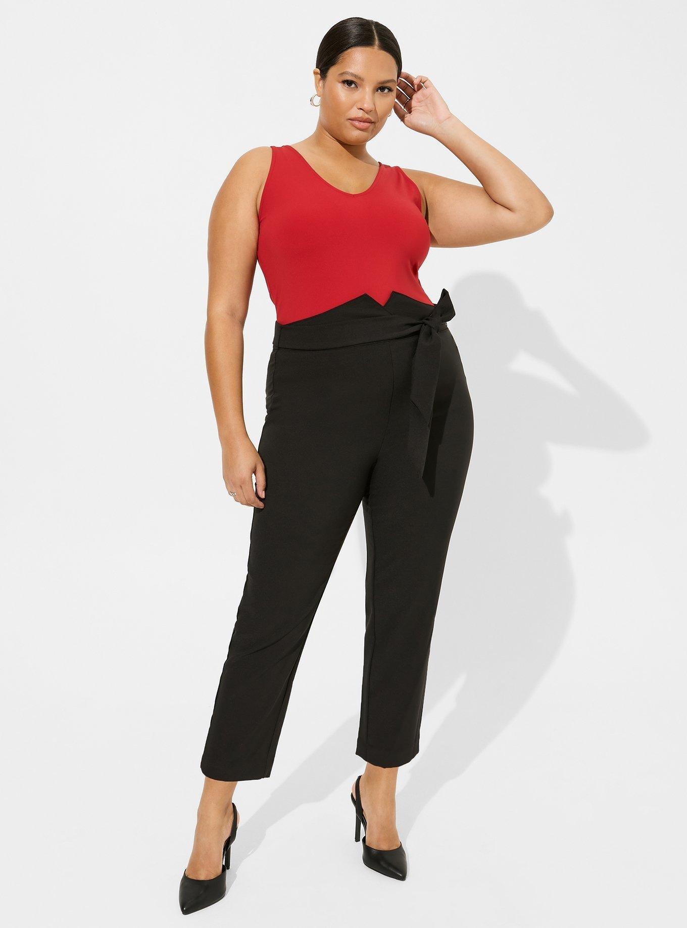 Plus Size - Tie Front Skinny Studio Refined Crepe High Rise Pant - Torrid