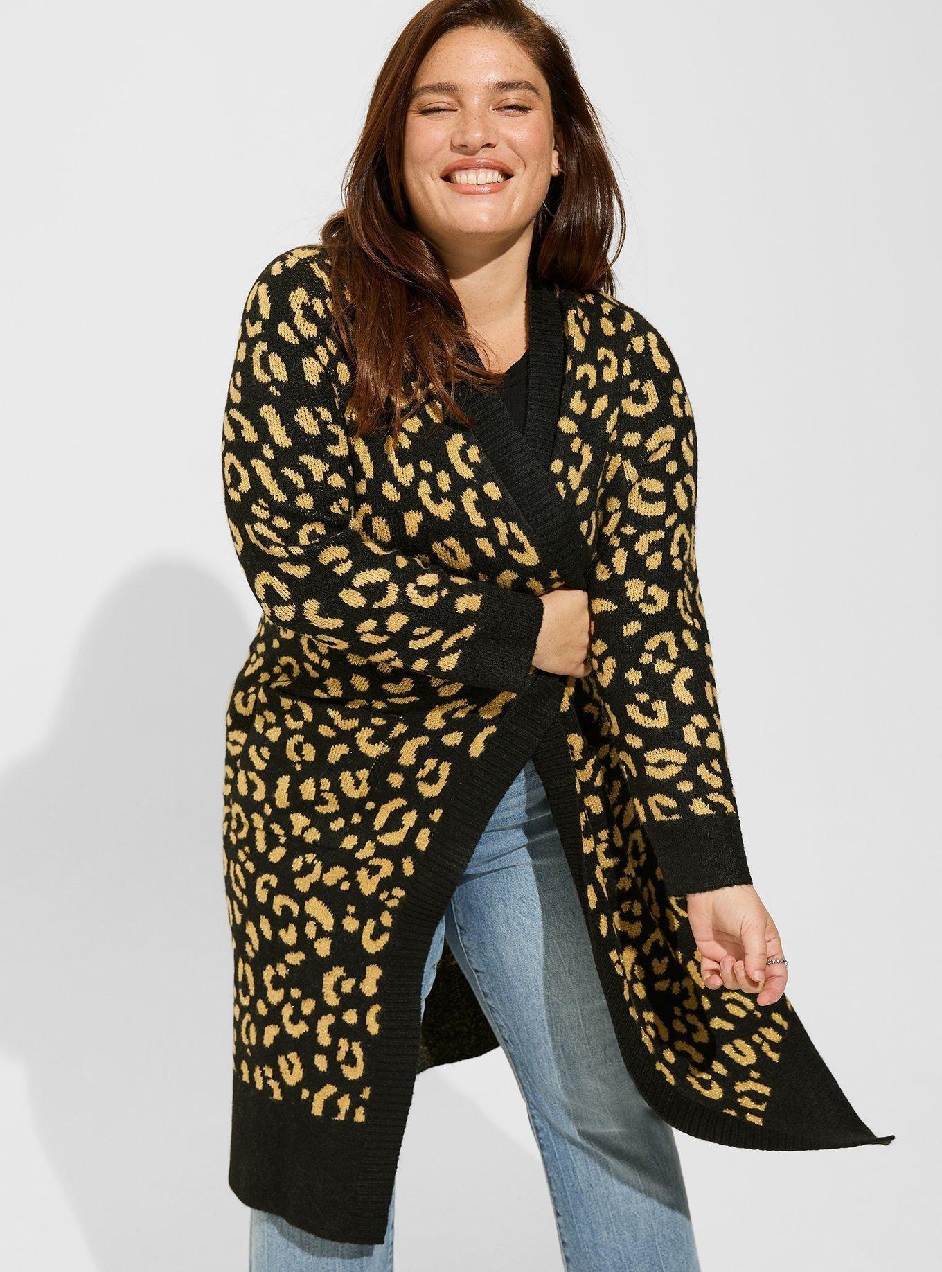 Plus Size - Vegan Cashmere Duster Jacquard Lurex Sweater - Torrid