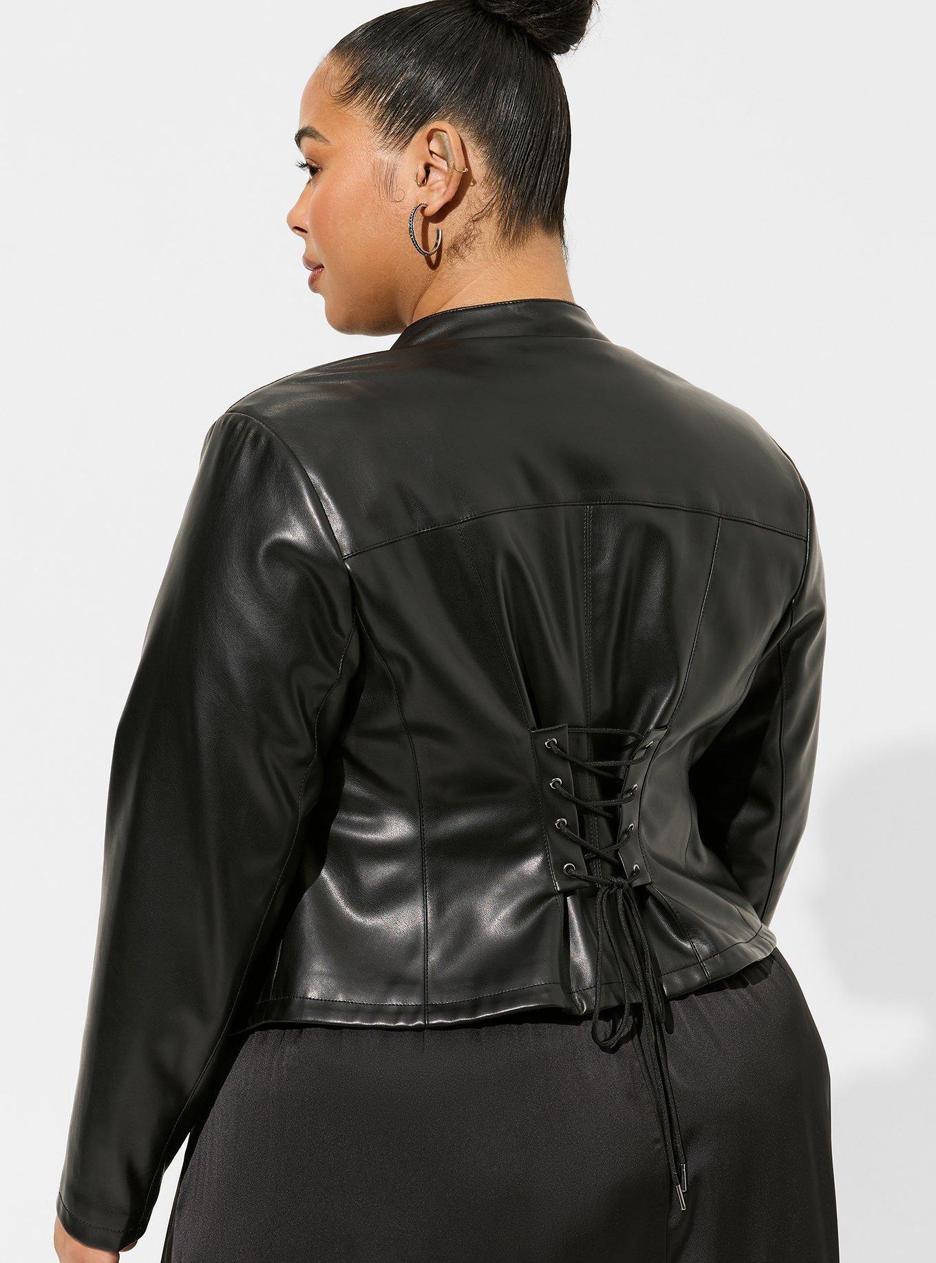 Plus Size - Faux Leather Corset Waist Moto Jacket - Torrid