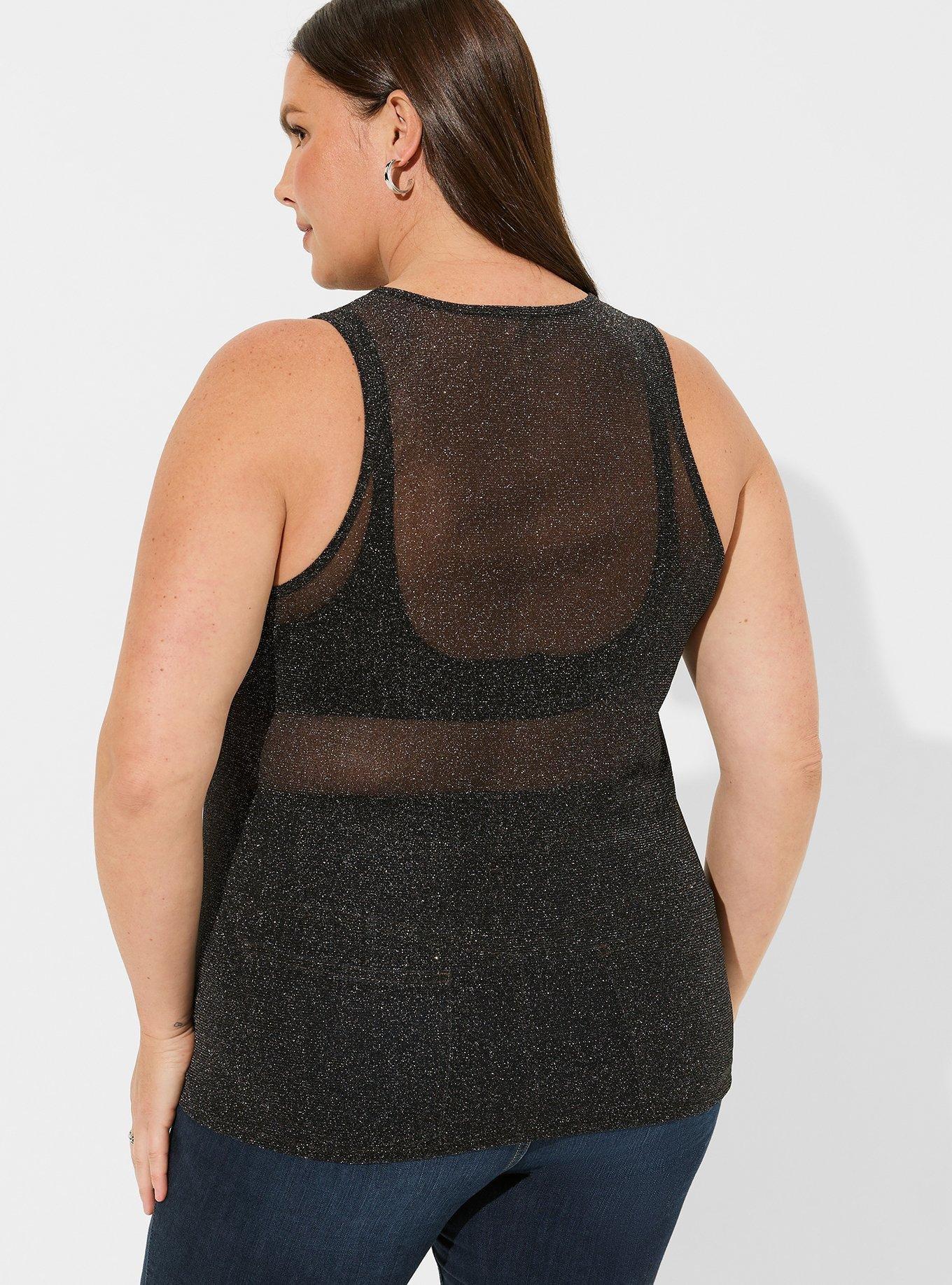 Plus Size - Shimmer Mesh High Neck Top - Torrid