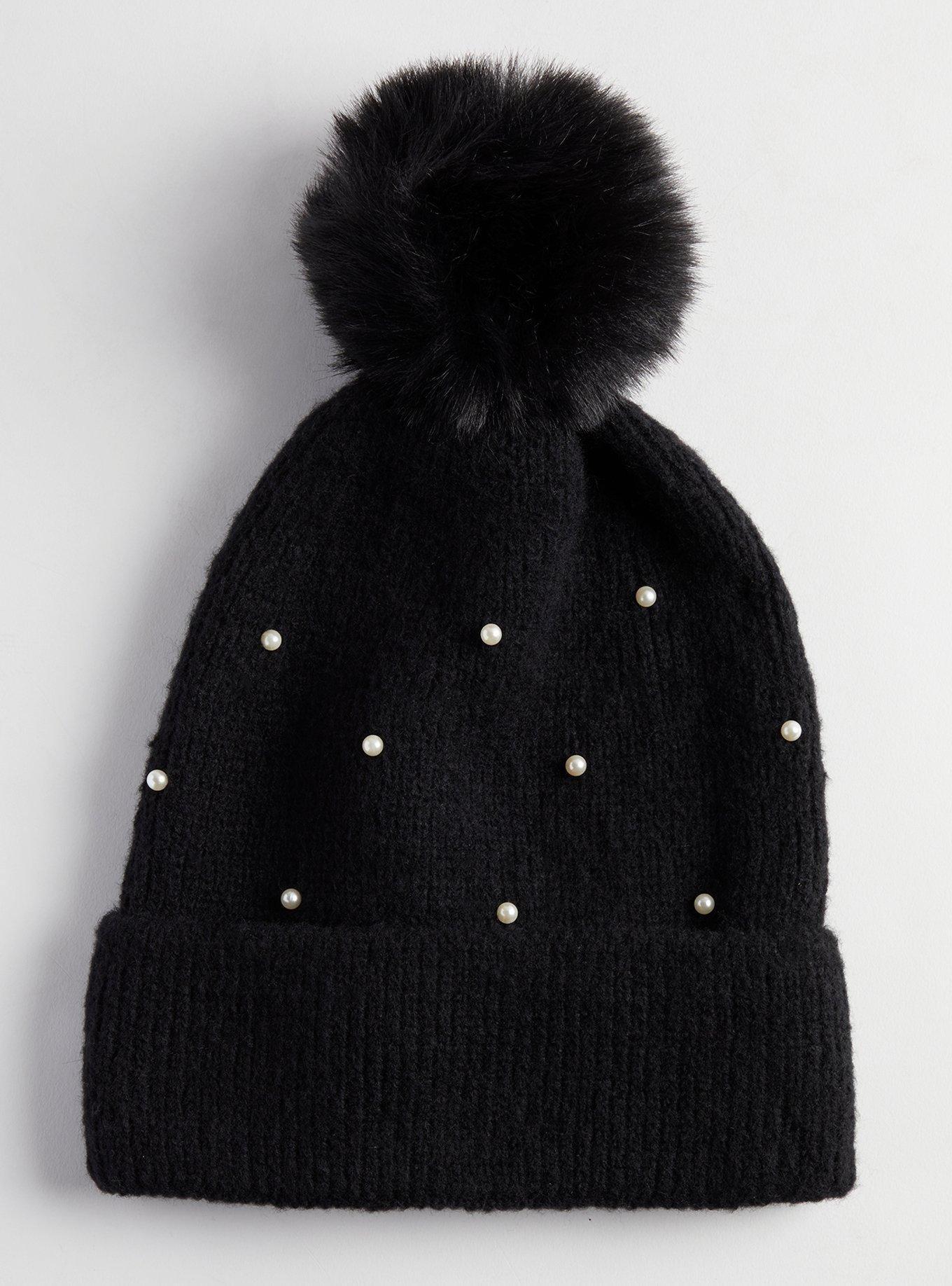 Plus Size - All Over Pearl Cuff Pom Beanie - Torrid