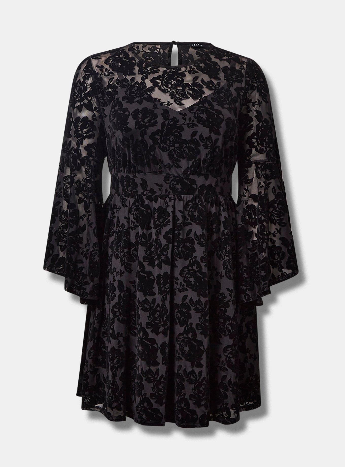 Plus Size - Mini Mesh Bell Sleeve Dress - Torrid