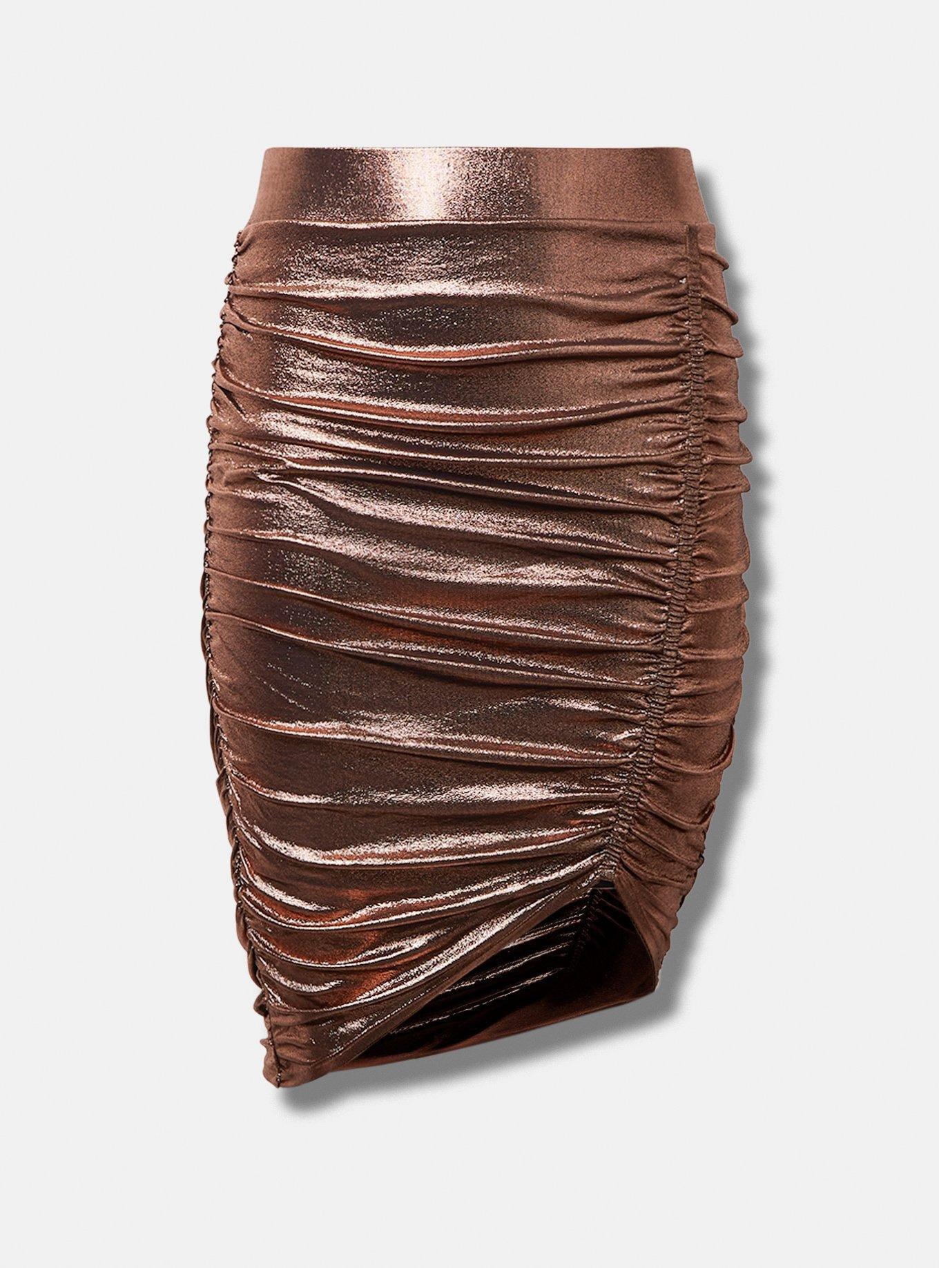 Plus Size - Midi Liquid Shine Side Cinch Skirt - Torrid