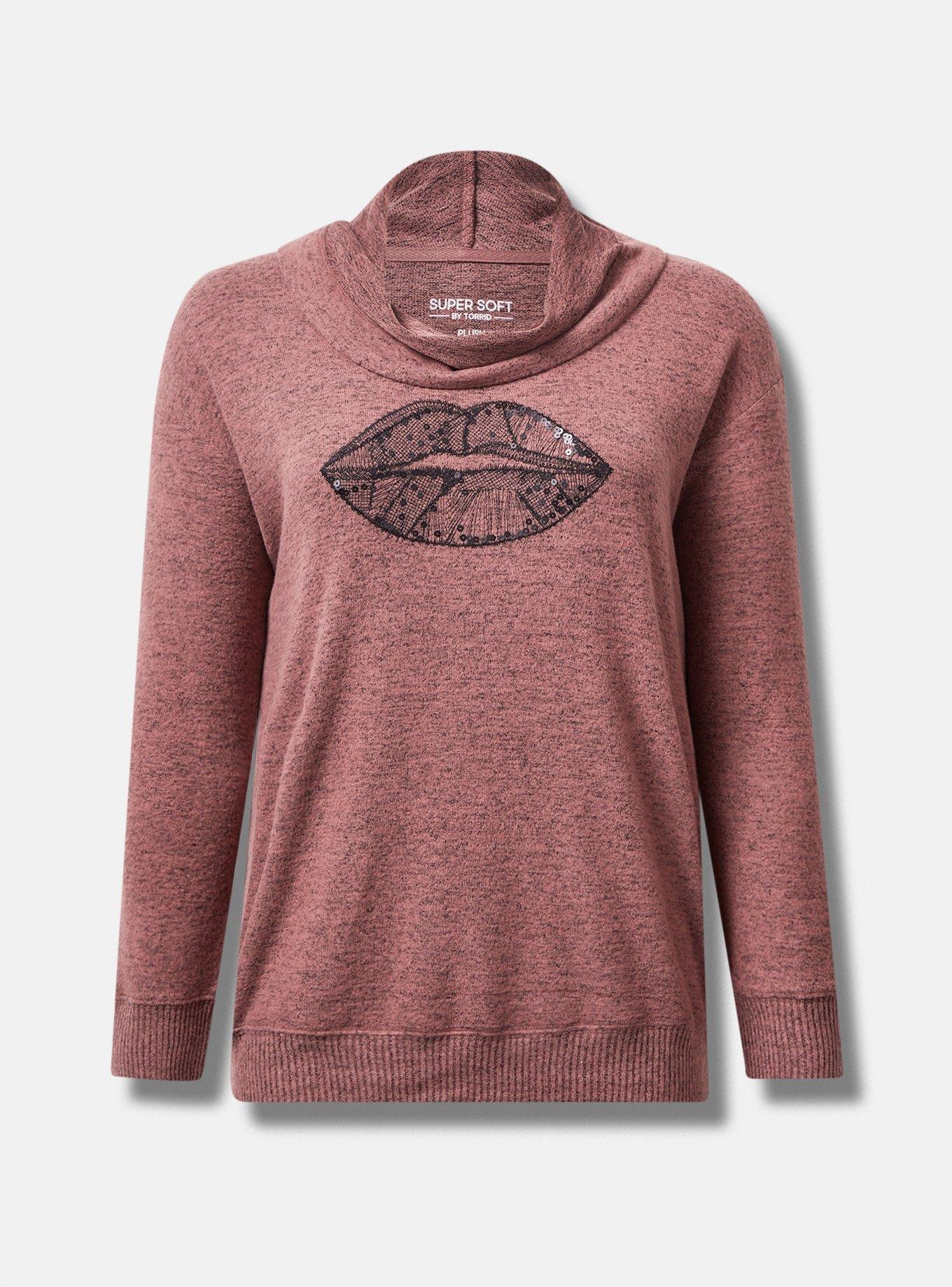 Plus Size - Lips Relaxed Fit Super Soft Plush Pullover - Torrid
