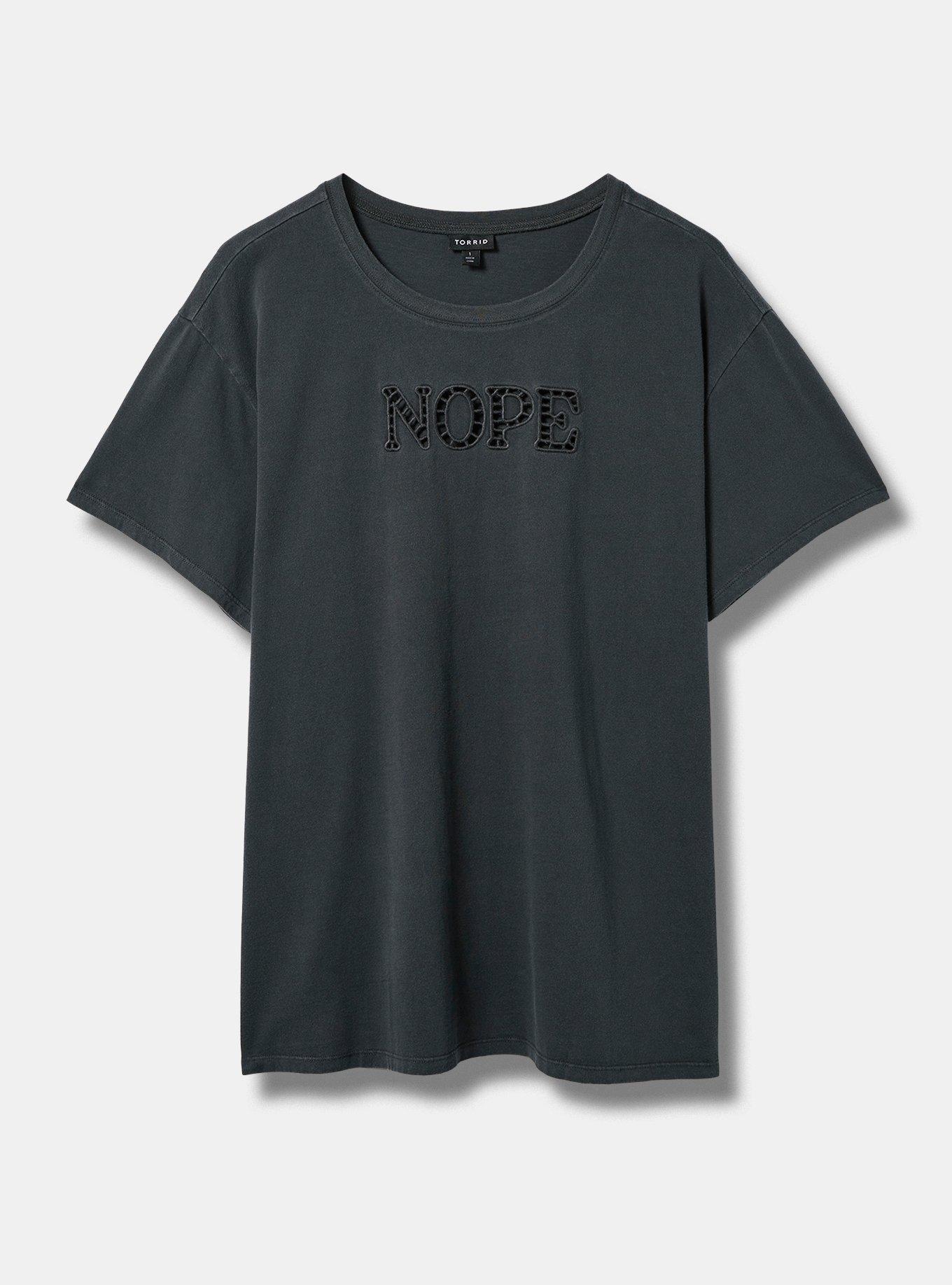 Plus Size - Nope Classic Fit Cotton Crew Neck Laser Cut Tee - Torrid