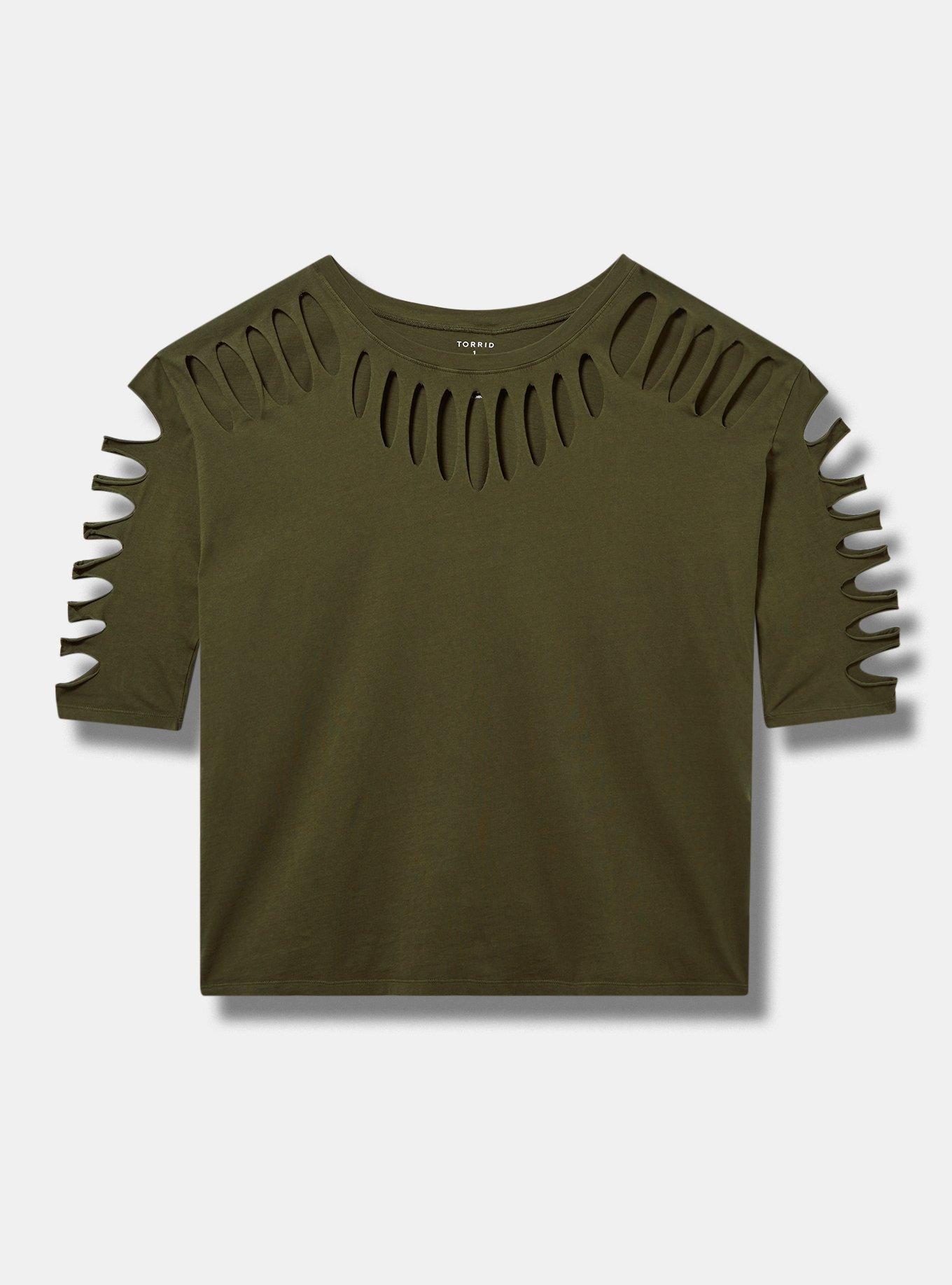 Plus Size - Vintage Cotton Jersey Crew Neck Cutout Long Sleeve Tee - Torrid