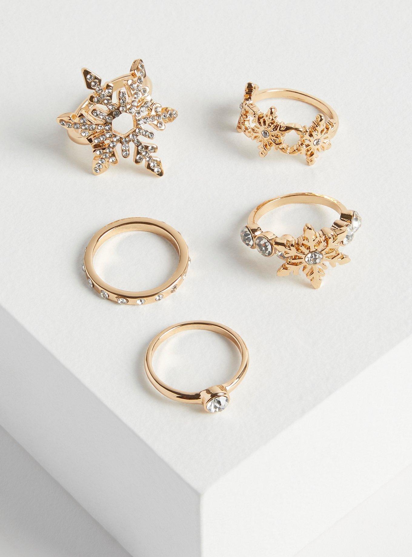 Plus Size - Snowflake Pave Ring Set - Torrid