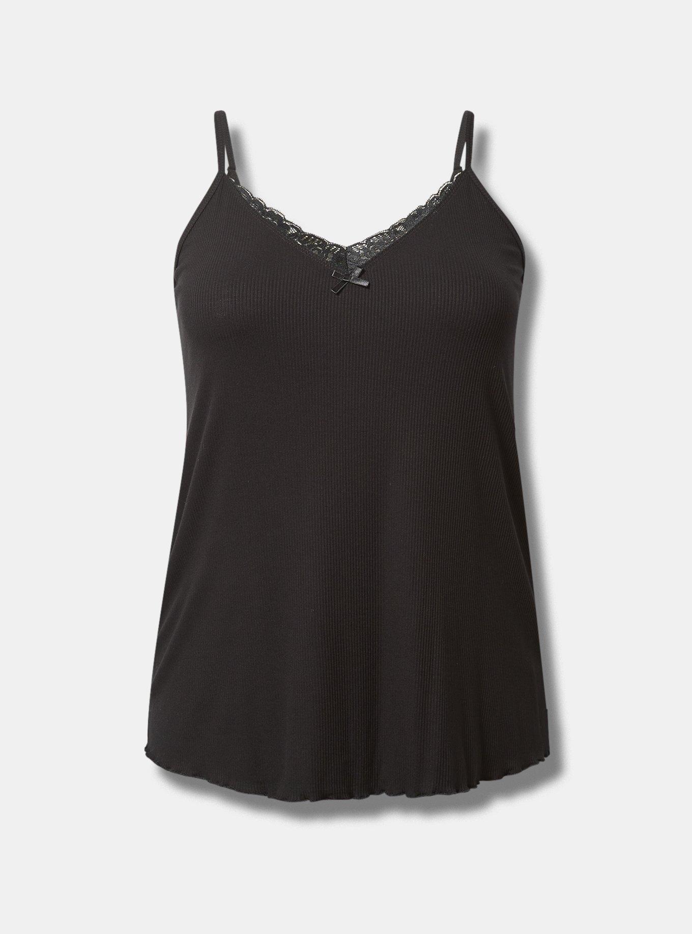 Plus Size - Super Soft Rib Lace Trim Sleeveless Sleep Cami - Torrid