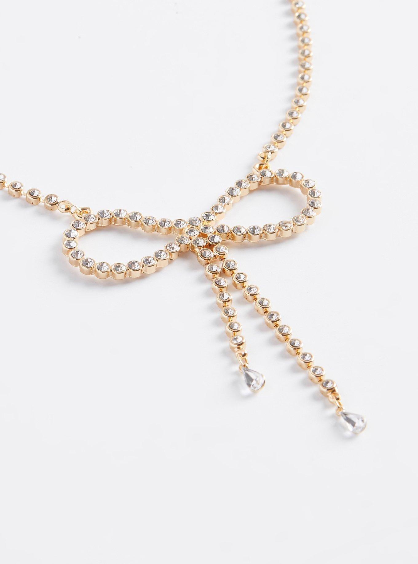 Plus Size - Rhinestone Bow Necklace - Torrid
