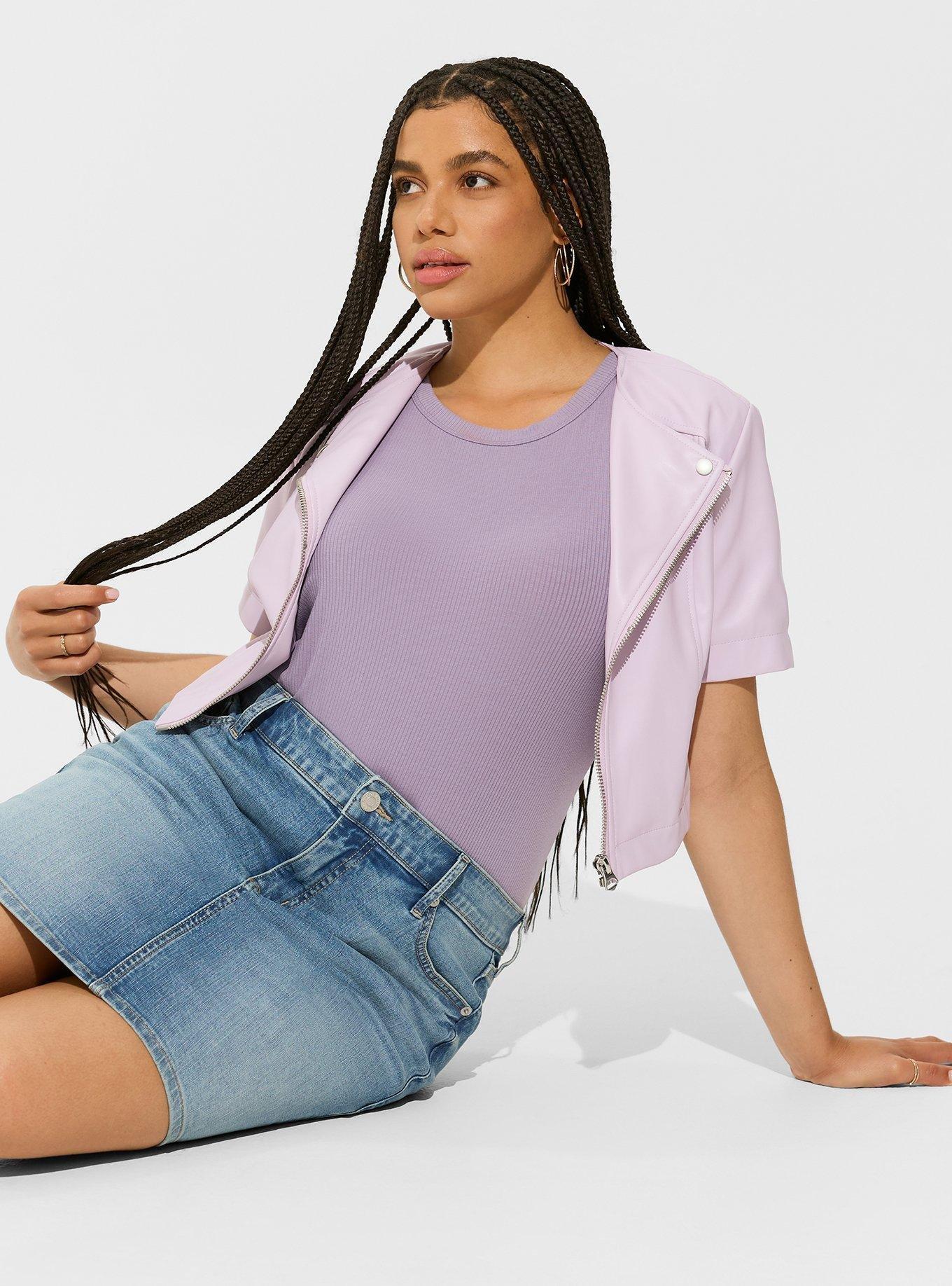 Plus Size - Faux Leather Short Sleeve Cropped Moto Jacket - Torrid