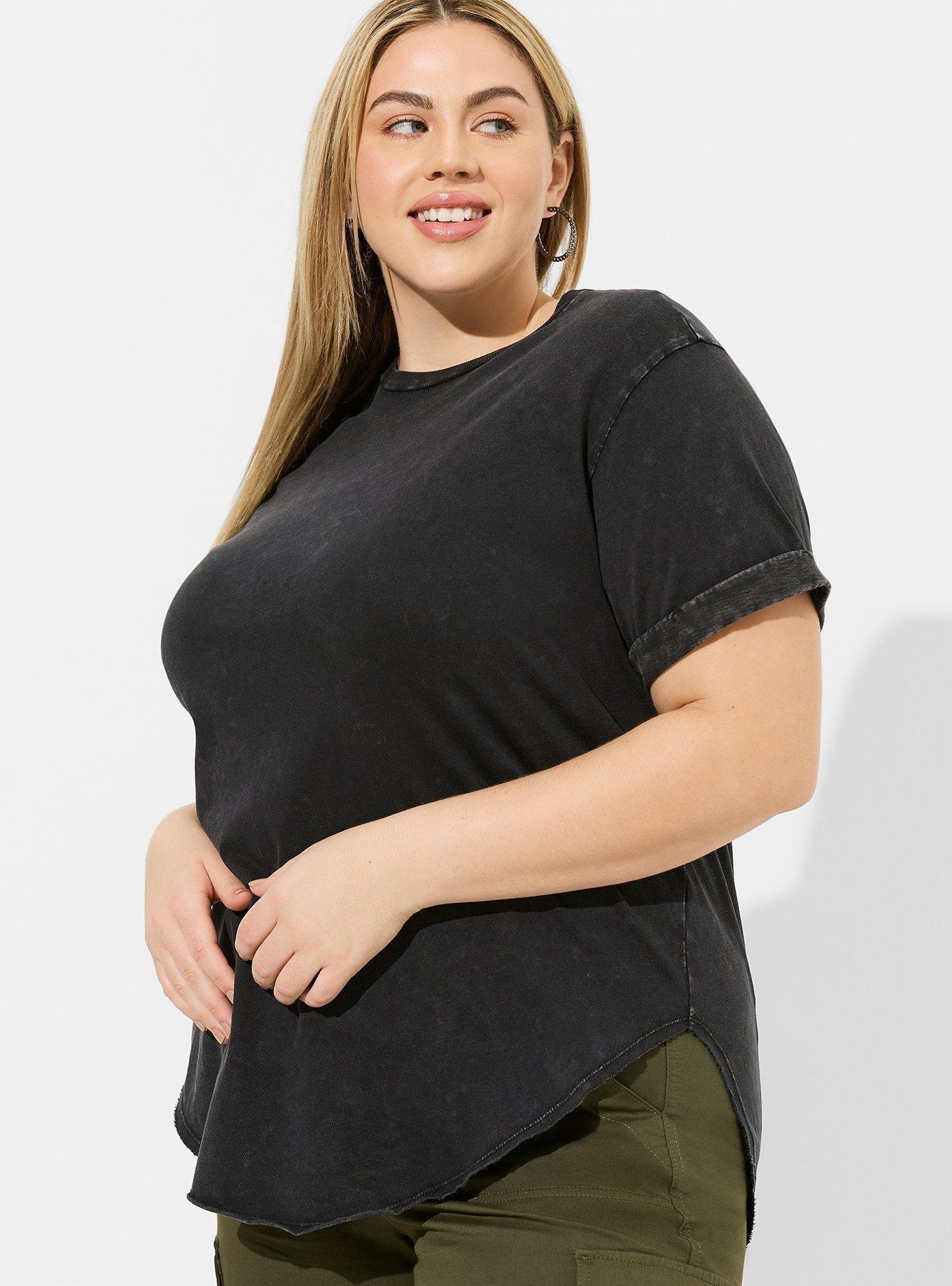 Plus Size - Vintage Cotton Jersey Crew Neck Heart Raw Side Slit Tee ...