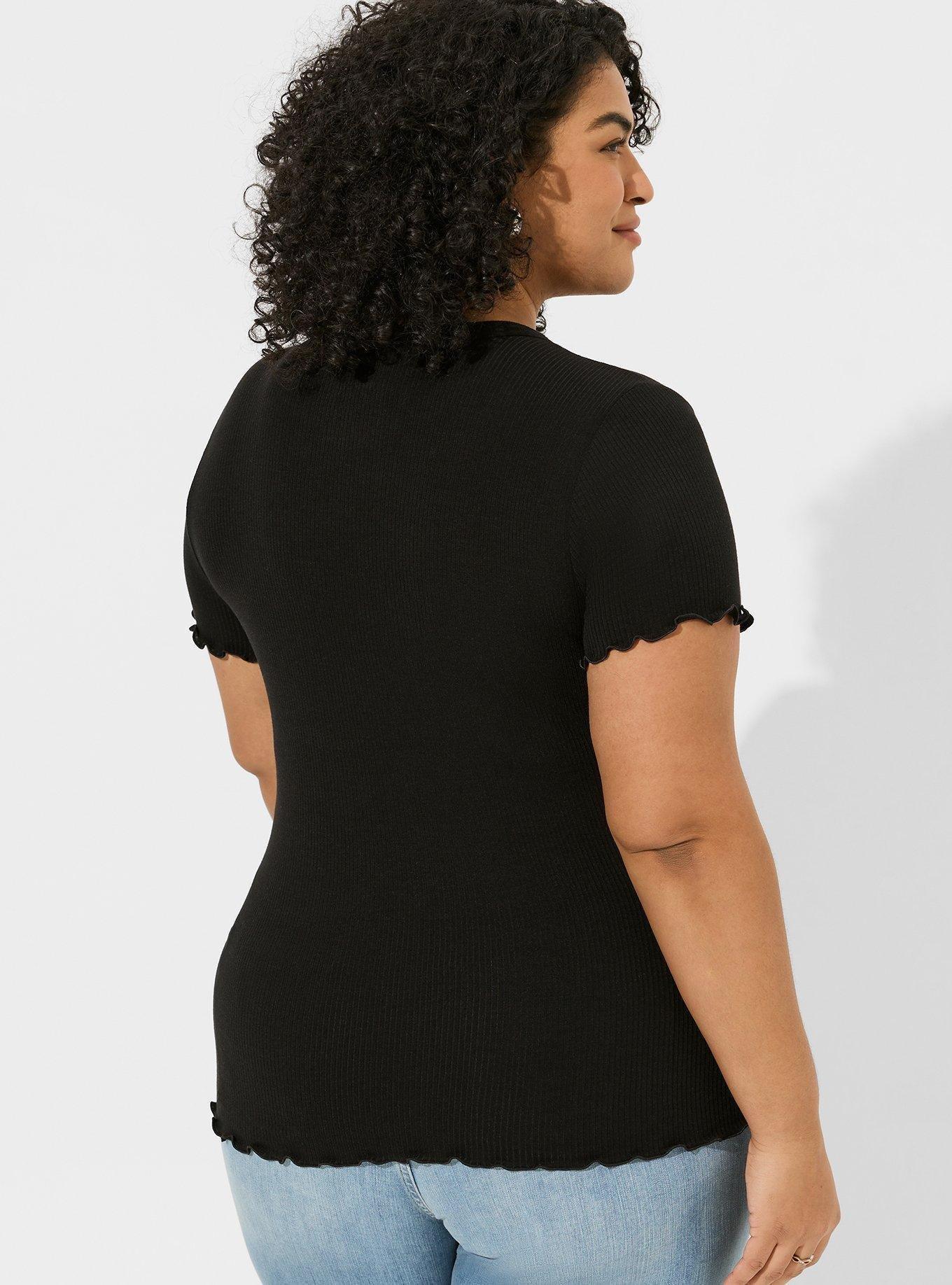 Plus Size - Super Soft Rib Crew Neck Lettuce Edge Tee - Torrid