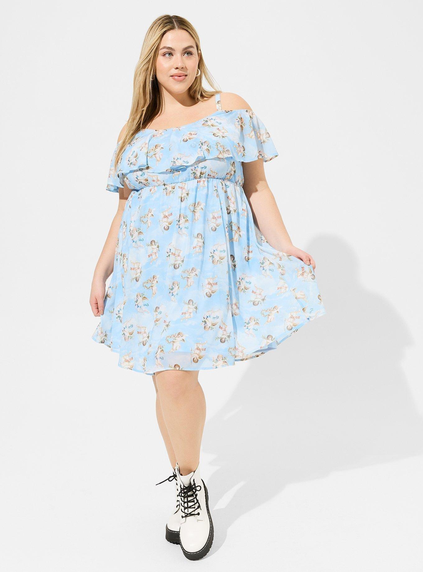 Plus Size - Mini Chiffon Cold Shoulder Dress - Torrid