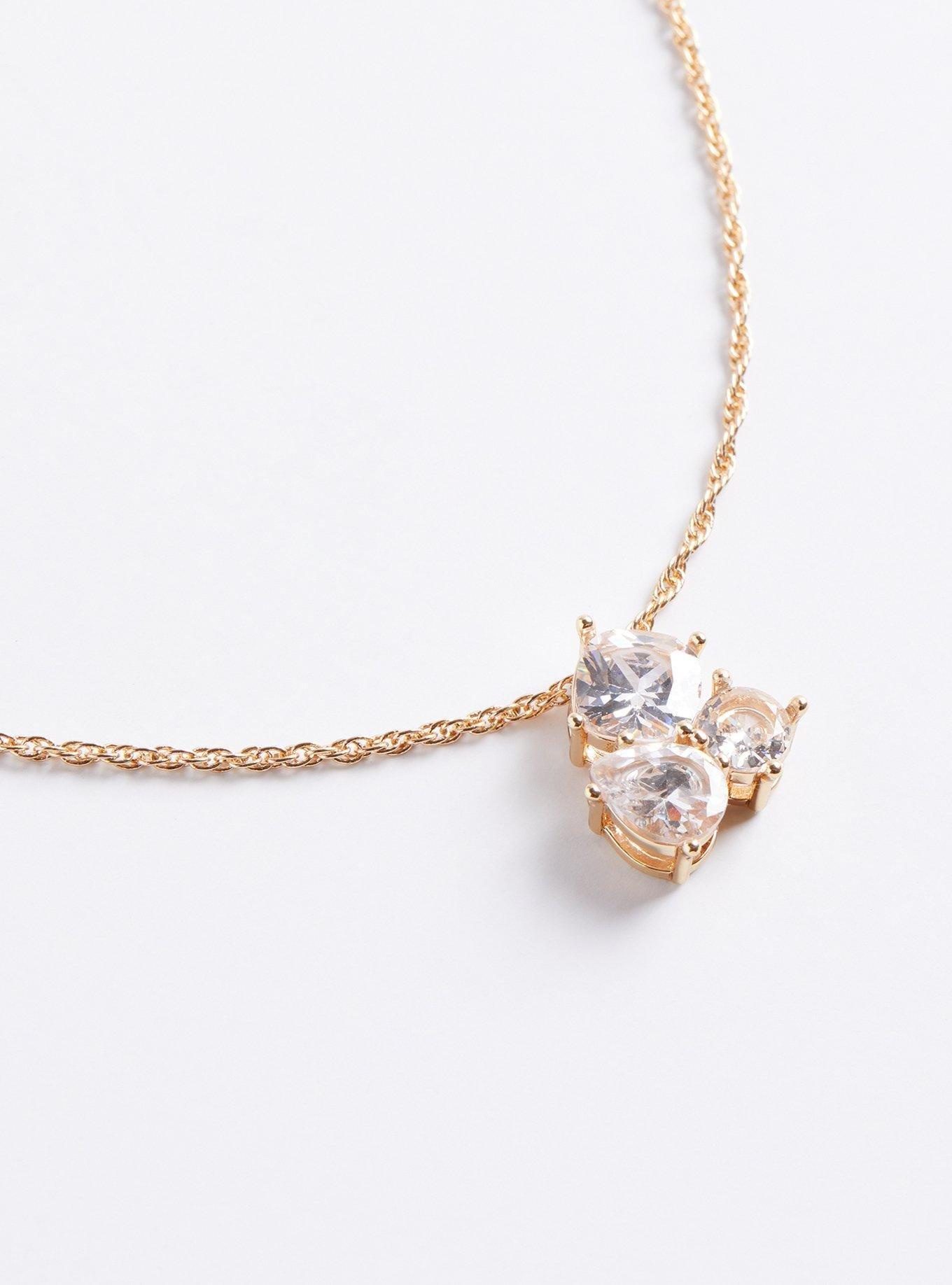Plus Size - Cluster Stone Delicate Necklace - Torrid