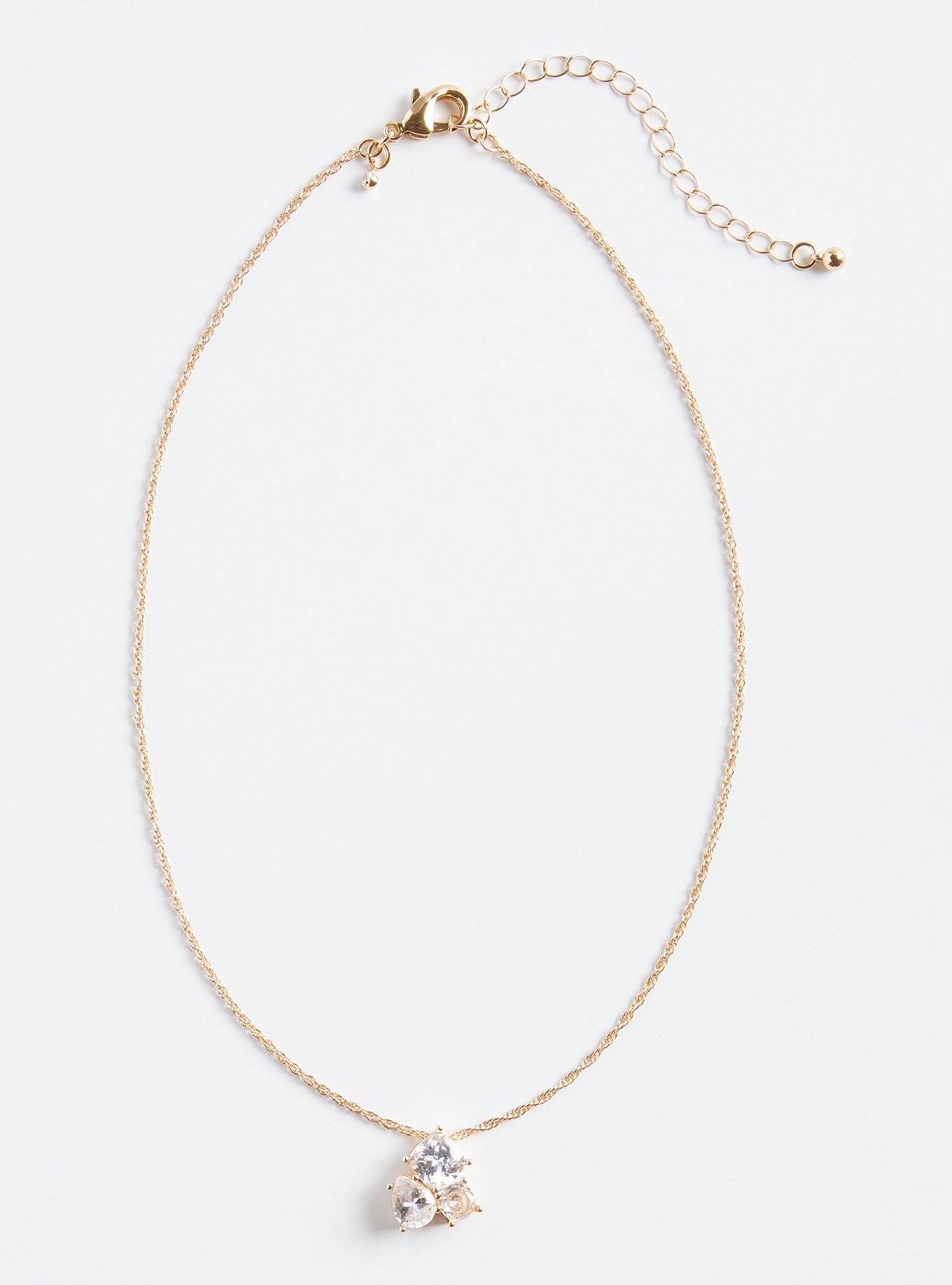 Plus Size - Cluster Stone Delicate Necklace - Torrid