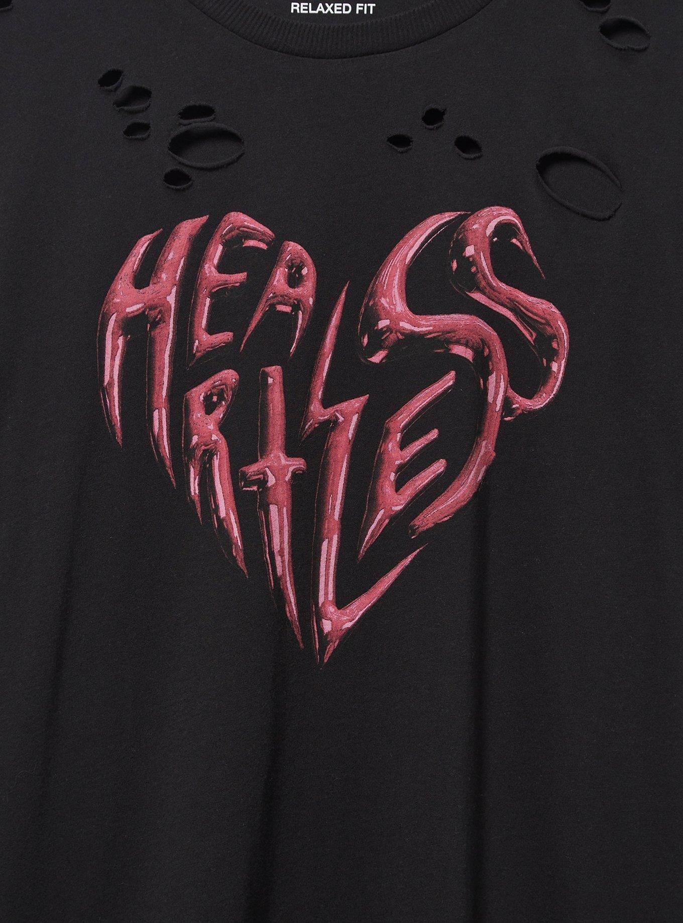 Plus Size - Heartless Relaxed Fit Cotton Destructed Roll Sleeve Tee ...