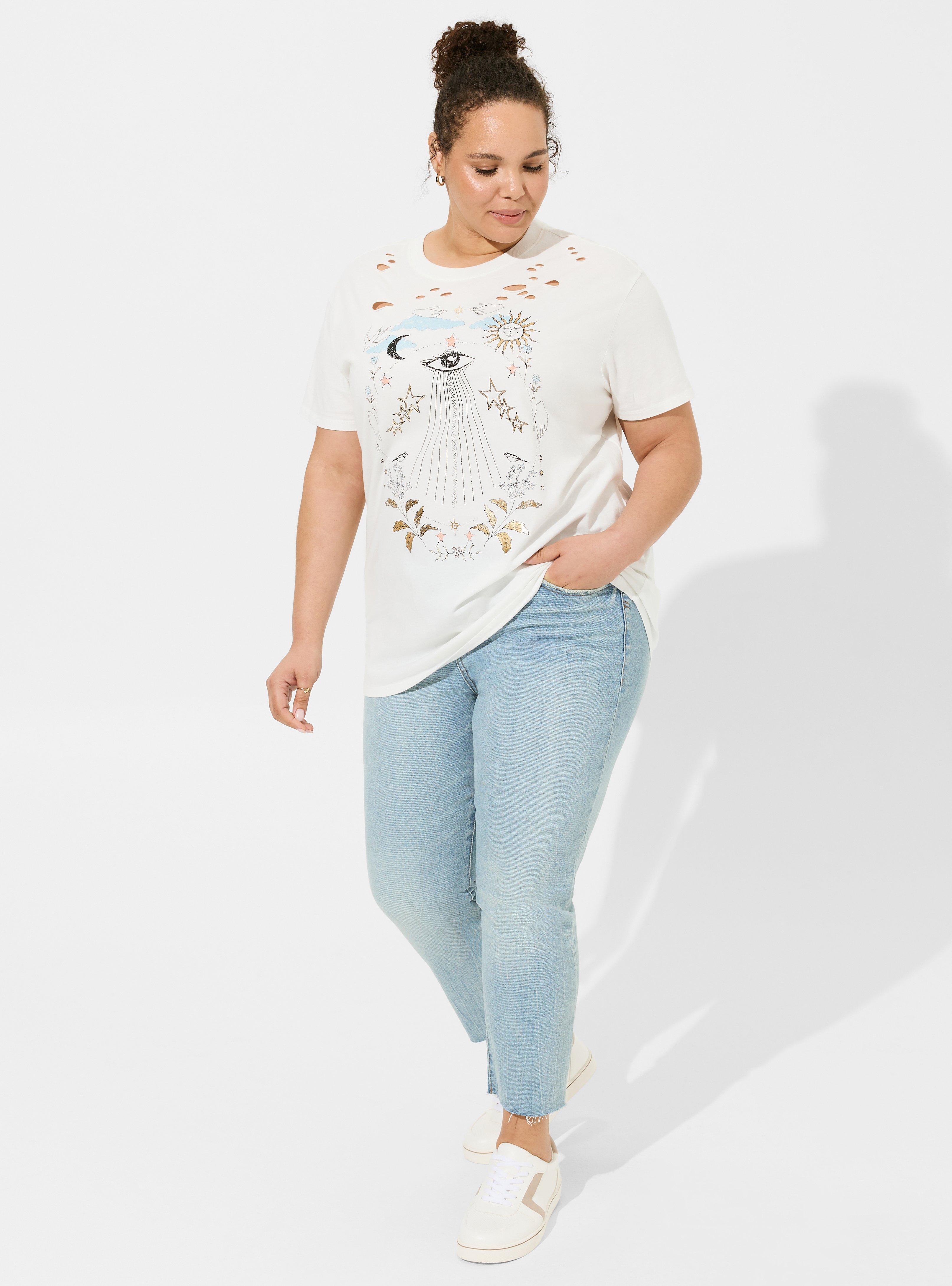 Plus Size - Cosmic Relaxed Fit Heritage Jersey Distressed Tunic Tee ...