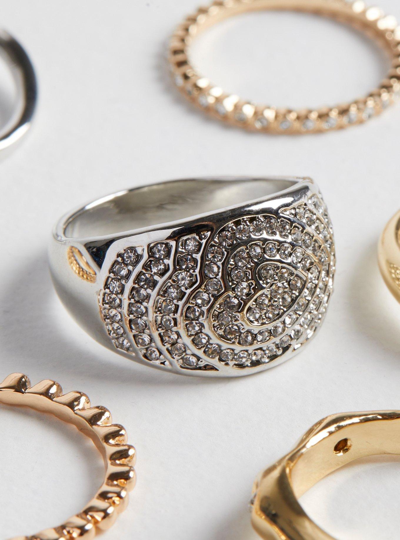 Plus Size - Pave Heart Ring Set - Torrid