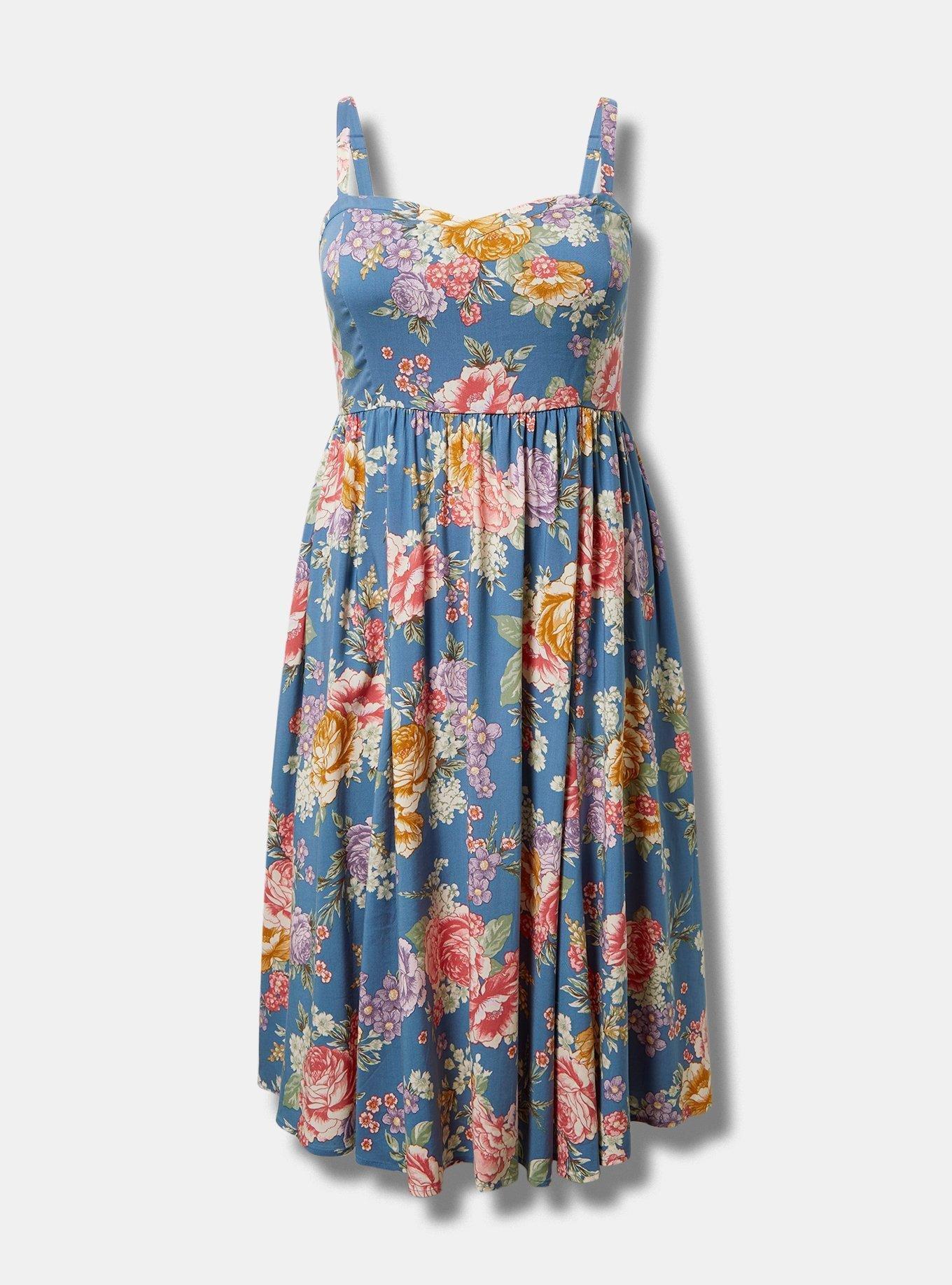 Plus Size - Midi Challis Sweetheart Dress - Torrid