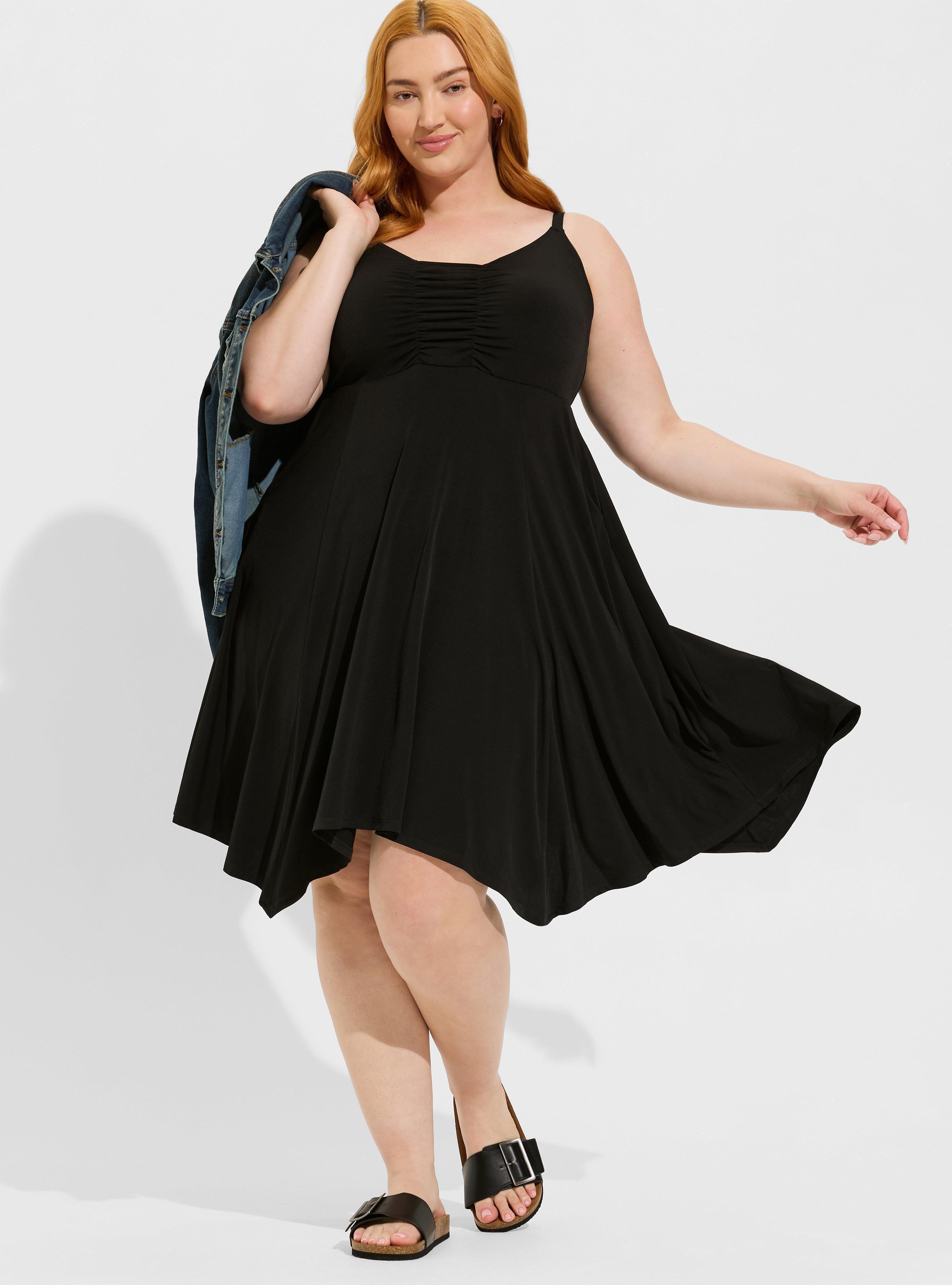 Plus Size - Mini Studio Knit Cinched Front Shark Bite Dress - Torrid