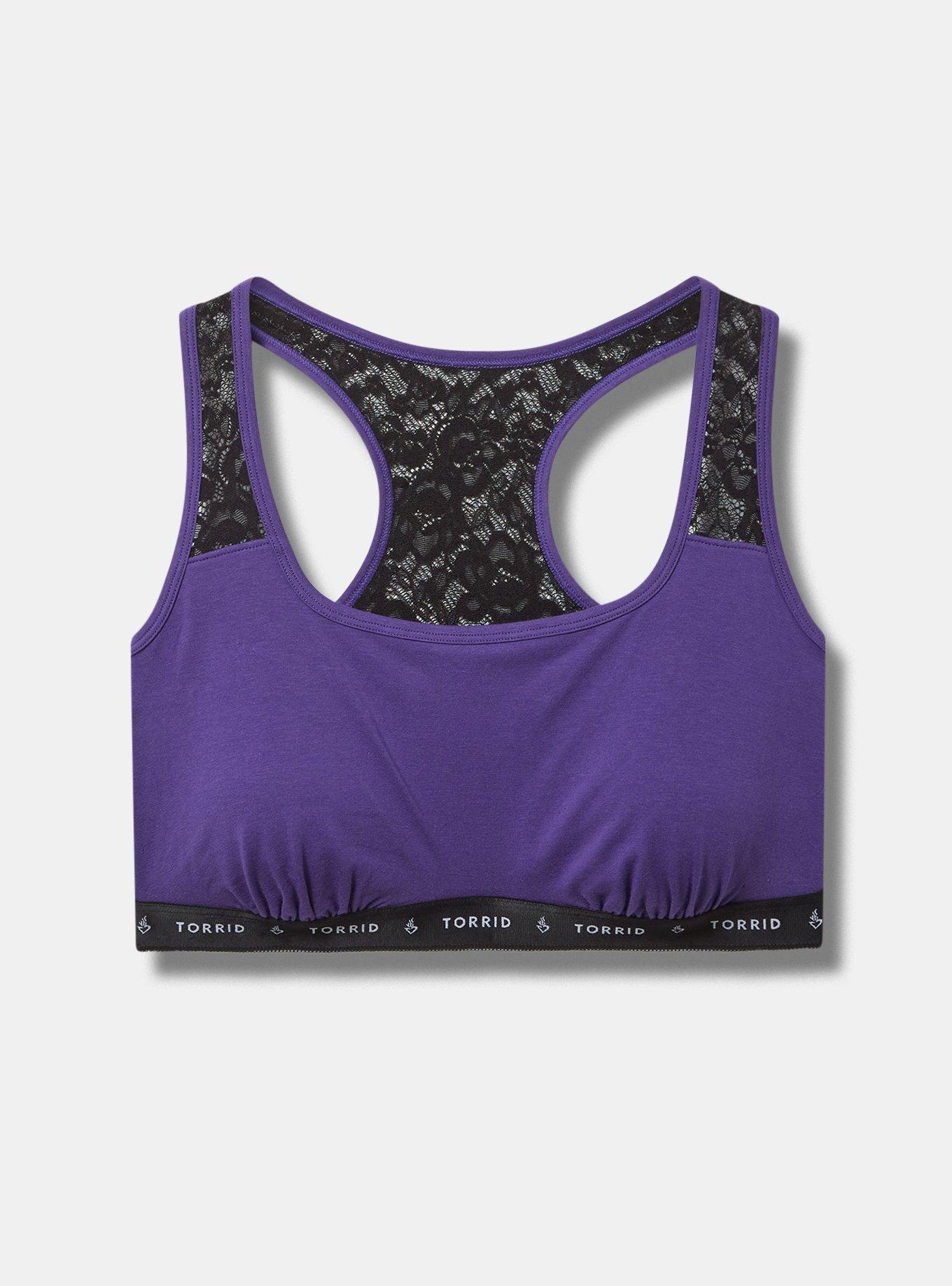 Plus Size - Unlined Cotton Logo Smooth Square Neck Lace Racerback ...