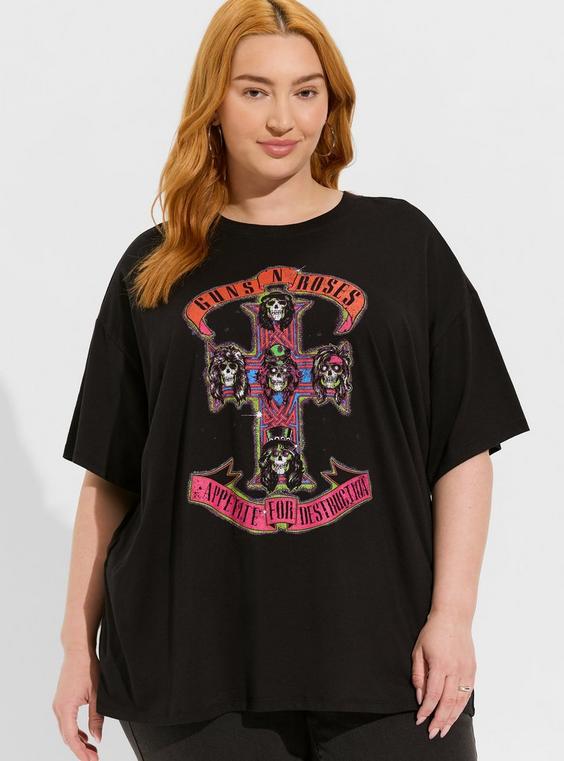 Plus Size - Guns N Roses Oversized Fit Cotton Tunic Tee - Torrid Plus Size - Guns N Roses Oversized Fit Cotton Tunic Tee - Torrid