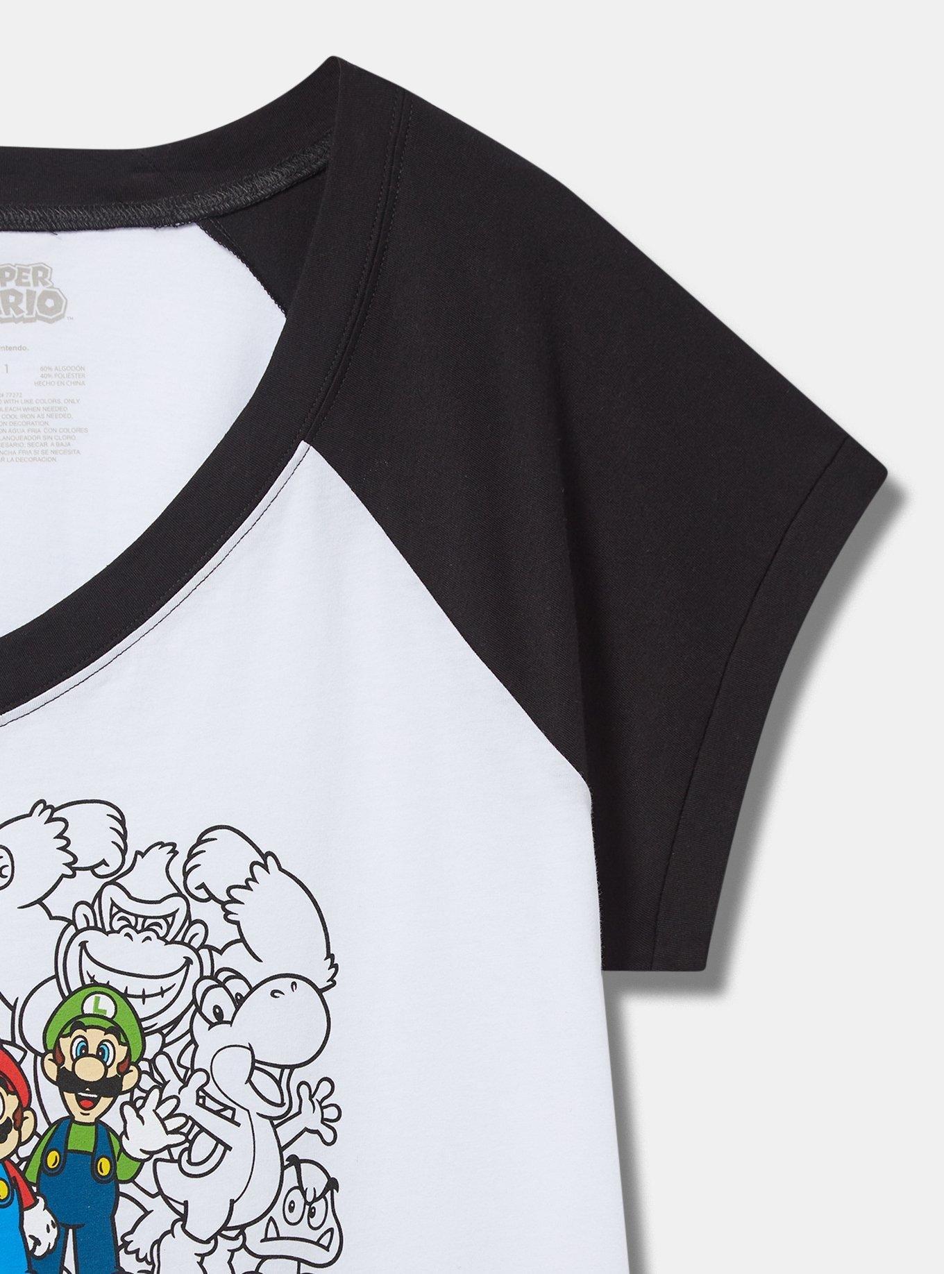 Plus Size - Super Mario Classic Fit Cotton Raglan V-Neck Tee - Torrid
