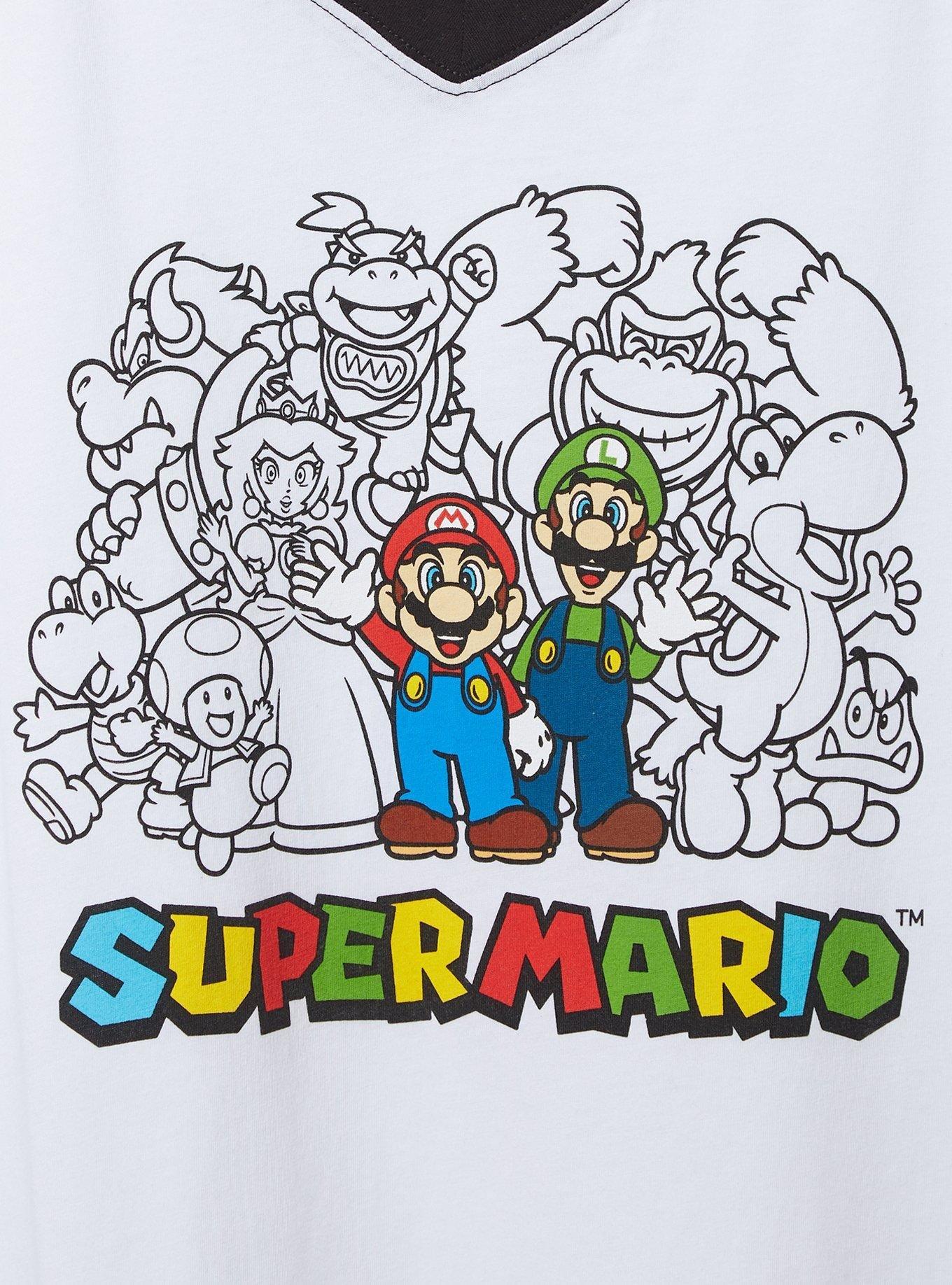 Plus Size - Super Mario Classic Fit Cotton Raglan V-Neck Tee - Torrid