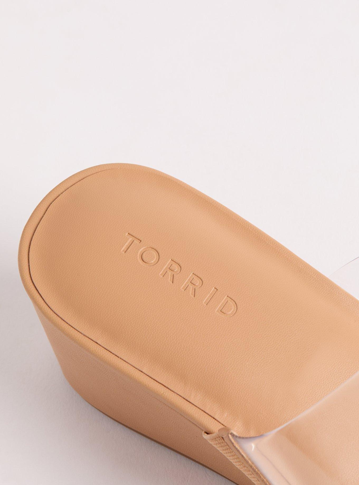 Plus Size - Thin Double Band Wedge Sandal - Black (WW) - Torrid