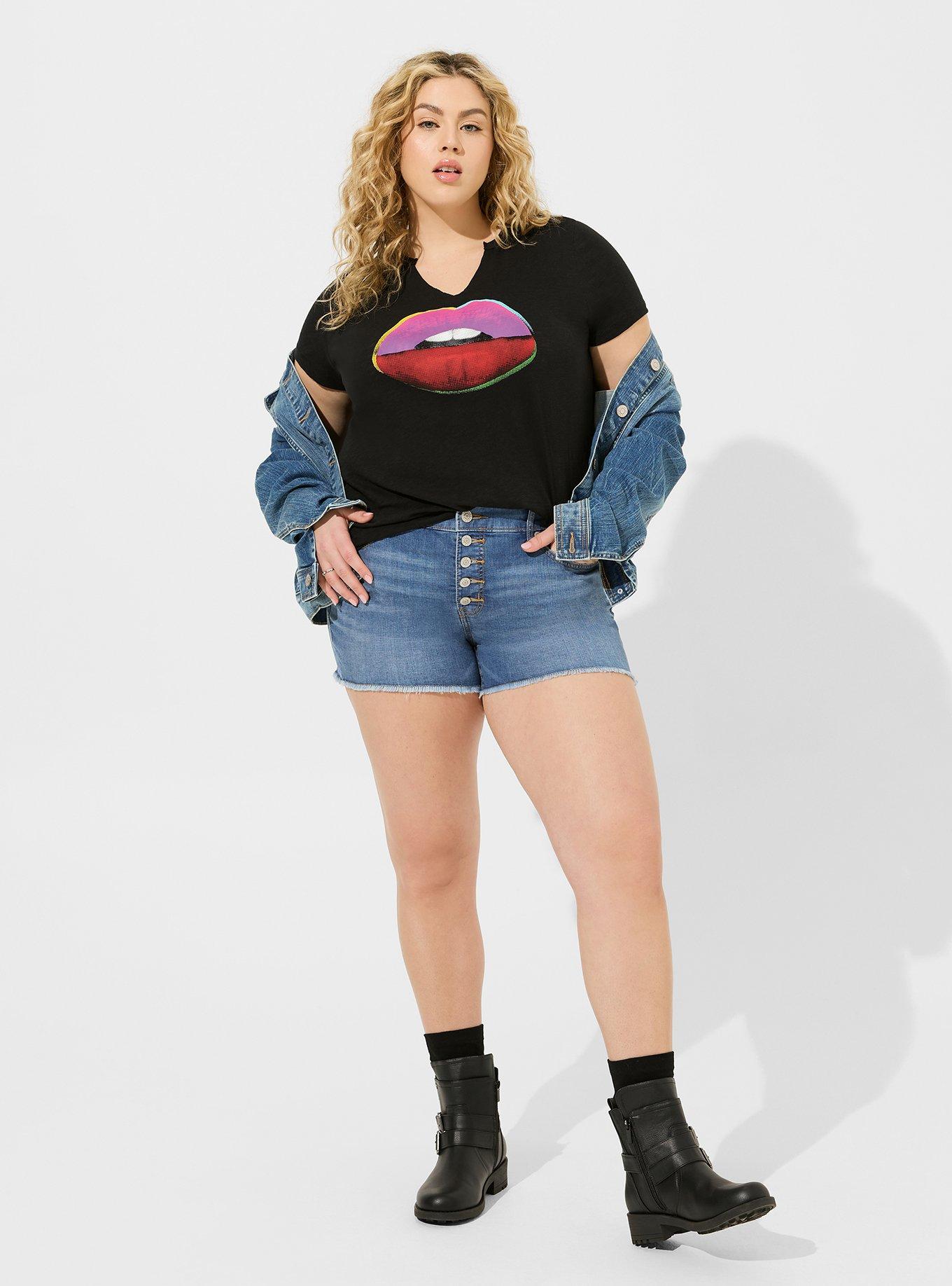 Plus Size - Pop Art Lips Heritage Jersey Notch Neck Vintage Tee - Torrid