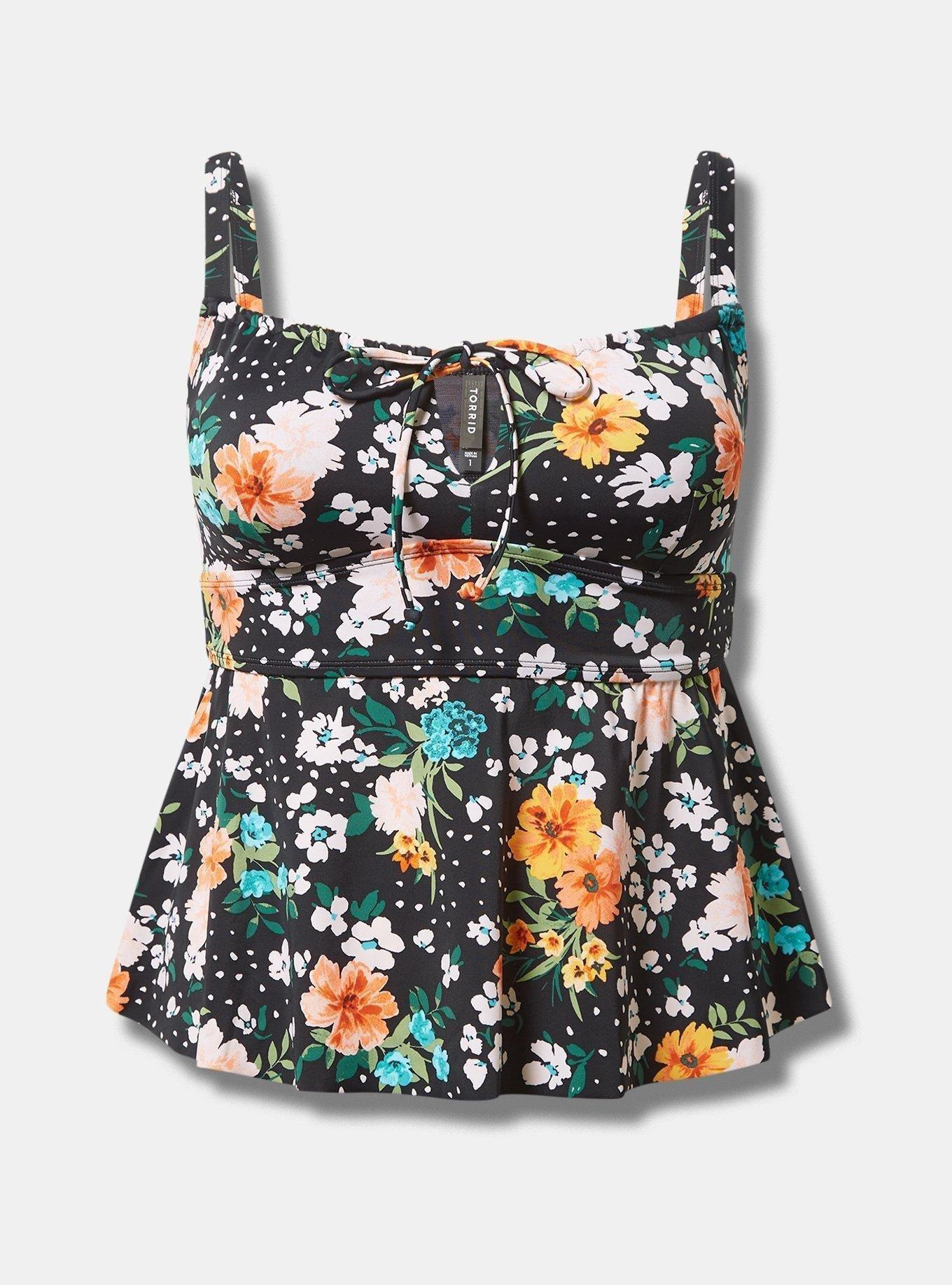 Plus Size - Wireless Adjustable Tie Slit Front Tankini - Torrid