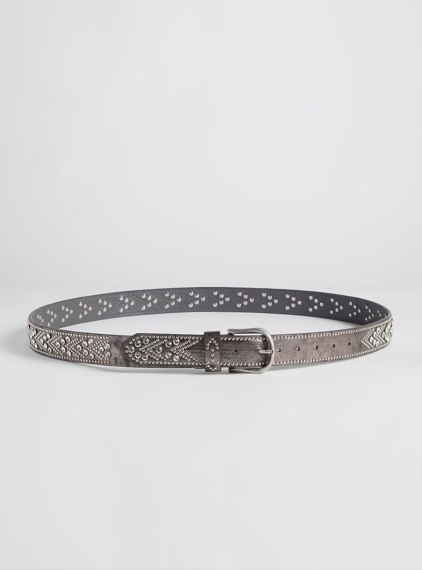 Plus Size - Rhinestone Studded Denim Belt - Torrid